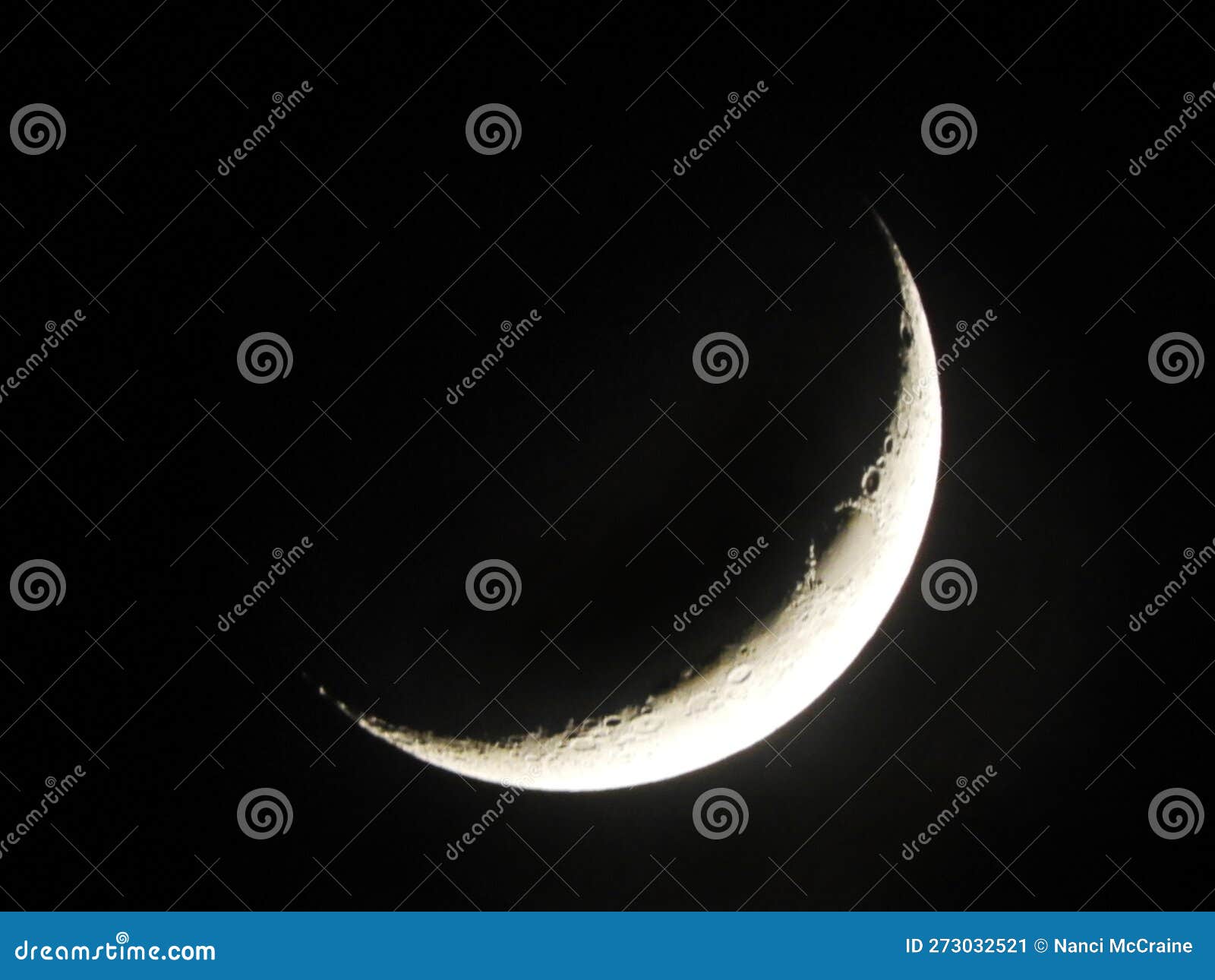 Lunar Crescent Moon Closeup in Nightsky Stock Image - Image of ...