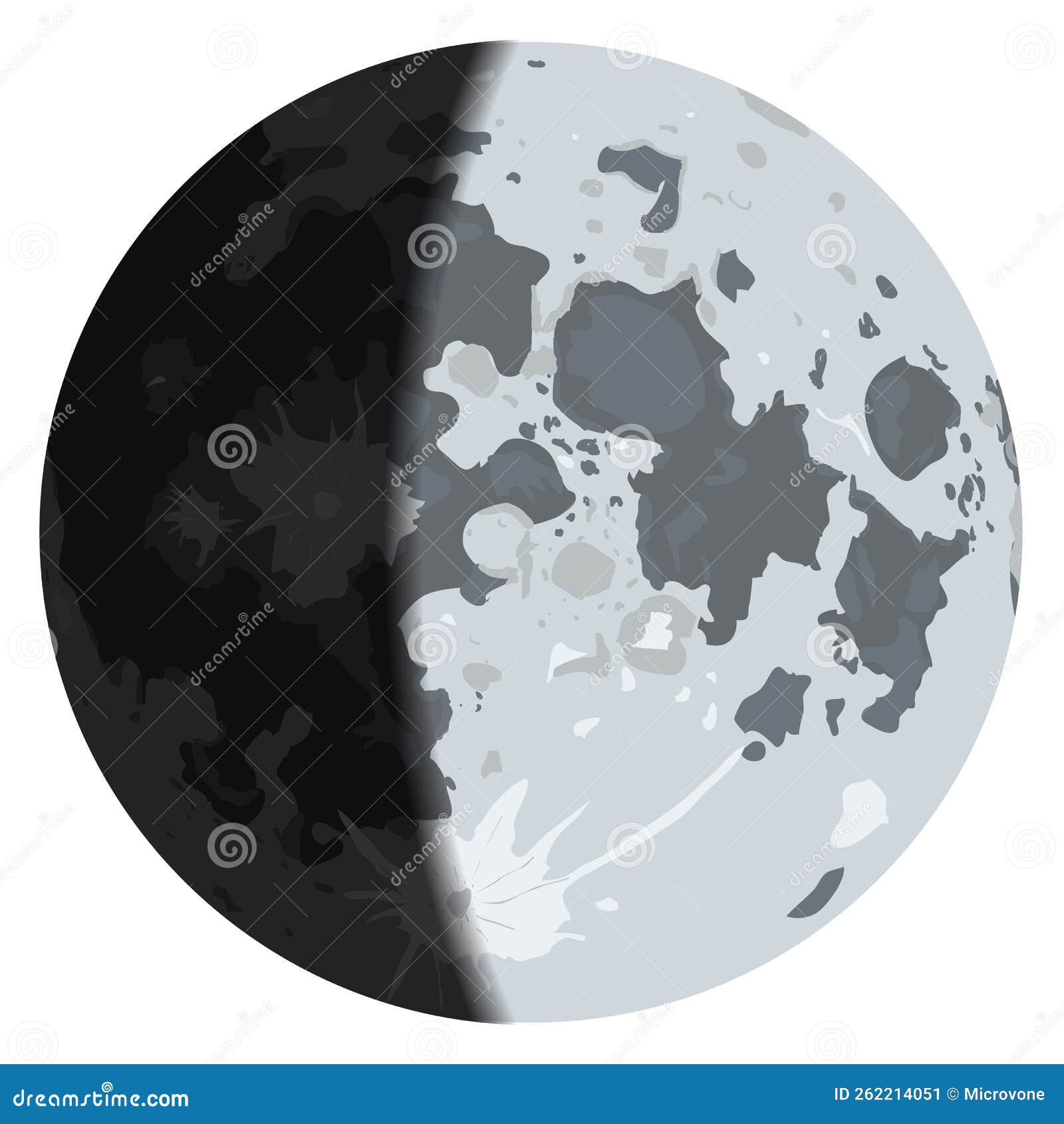 Lunar Cycle Phase. Half Moon Realistic Surface Stock Vector ...