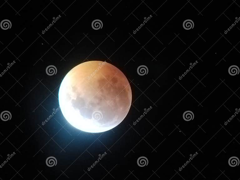 Lunar Eclipse of the Moon with Earth`s Shadow Stock Image - Image of ...