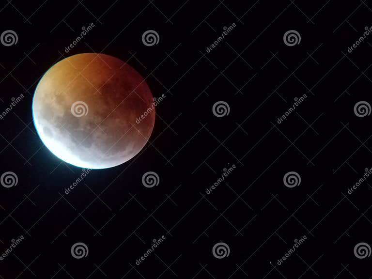 Lunar Eclipse of the Moon with Earth`s Shadow Stock Image - Image of ...