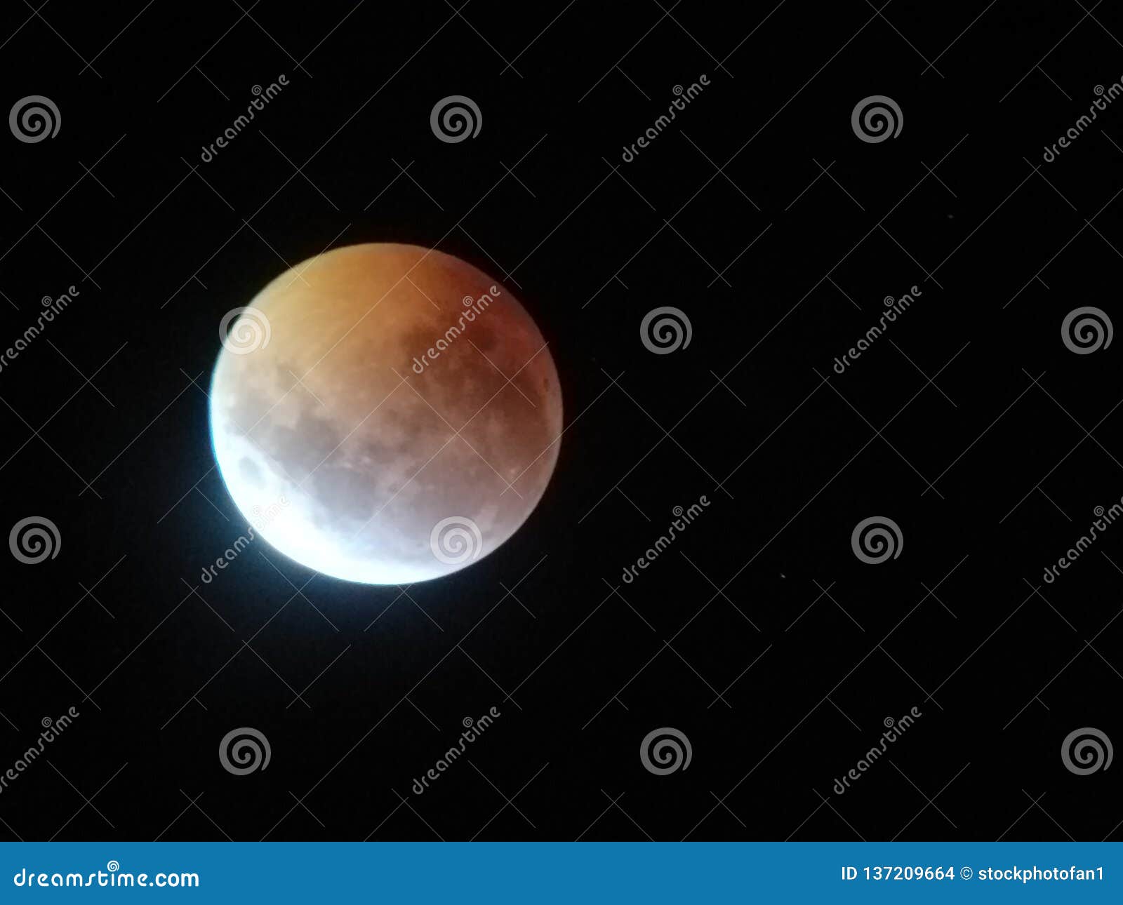 Lunar Eclipse of the Moon with Earth`s Shadow Stock Photo - Image of ...