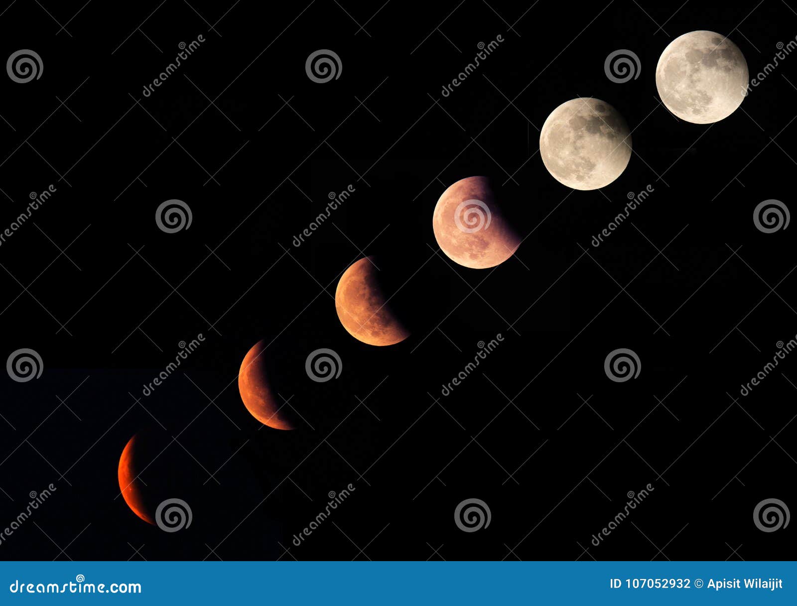 Lunar Eclipse stages. stock photo. Image of nightscape - 107052932