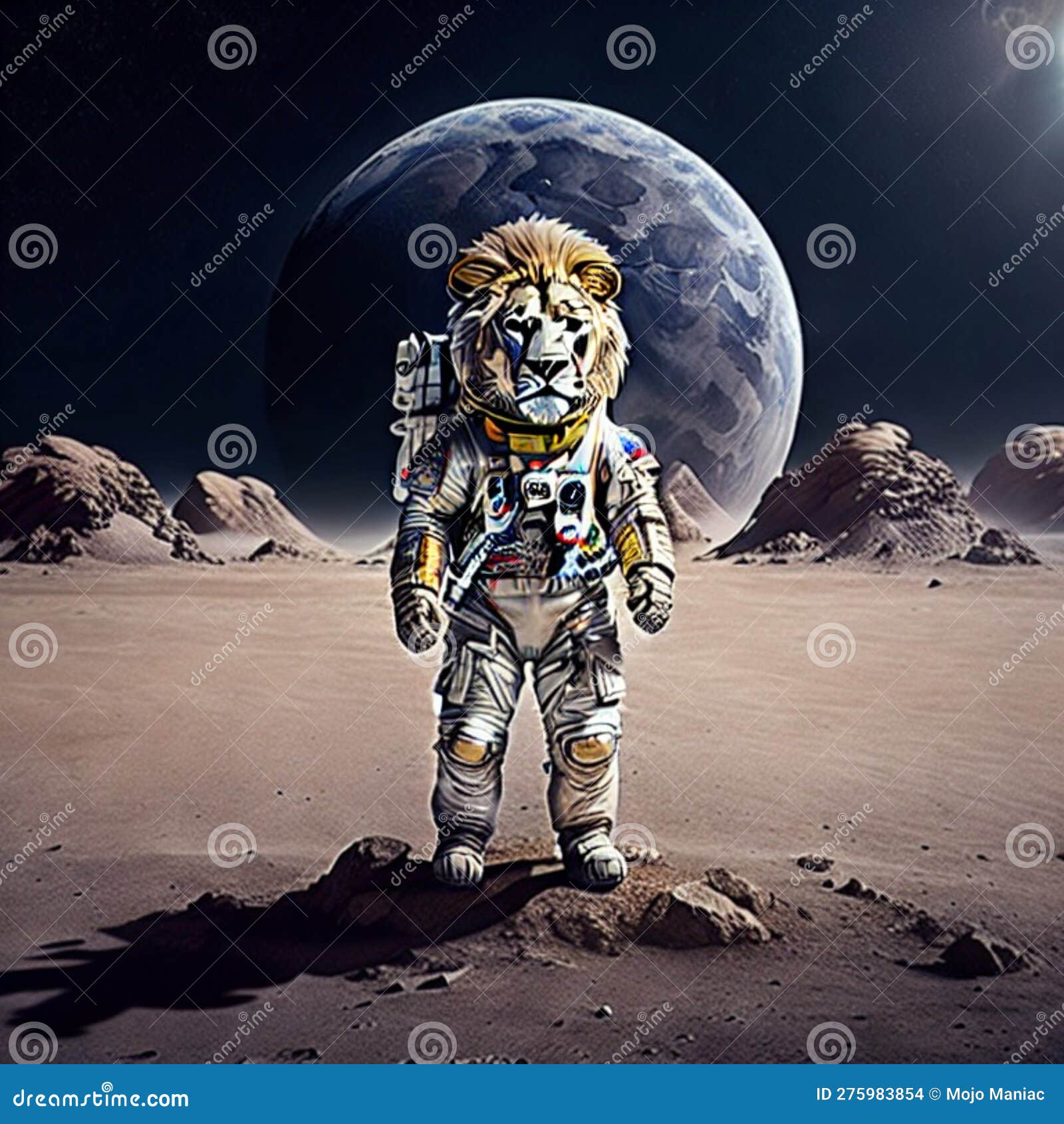 "Lunar Lion" Generated Using AI Technology Stock Illustration ...