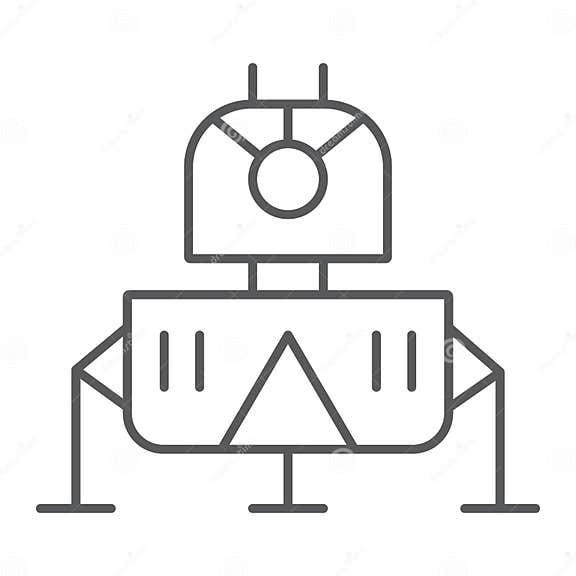 Lunar Module Thin Line Icon, Science and Astronomy, Space Module Sign ...