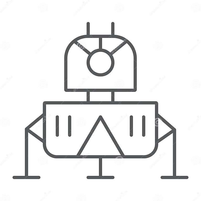Lunar Module Thin Line Icon, Science and Astronomy, Space Module Sign ...