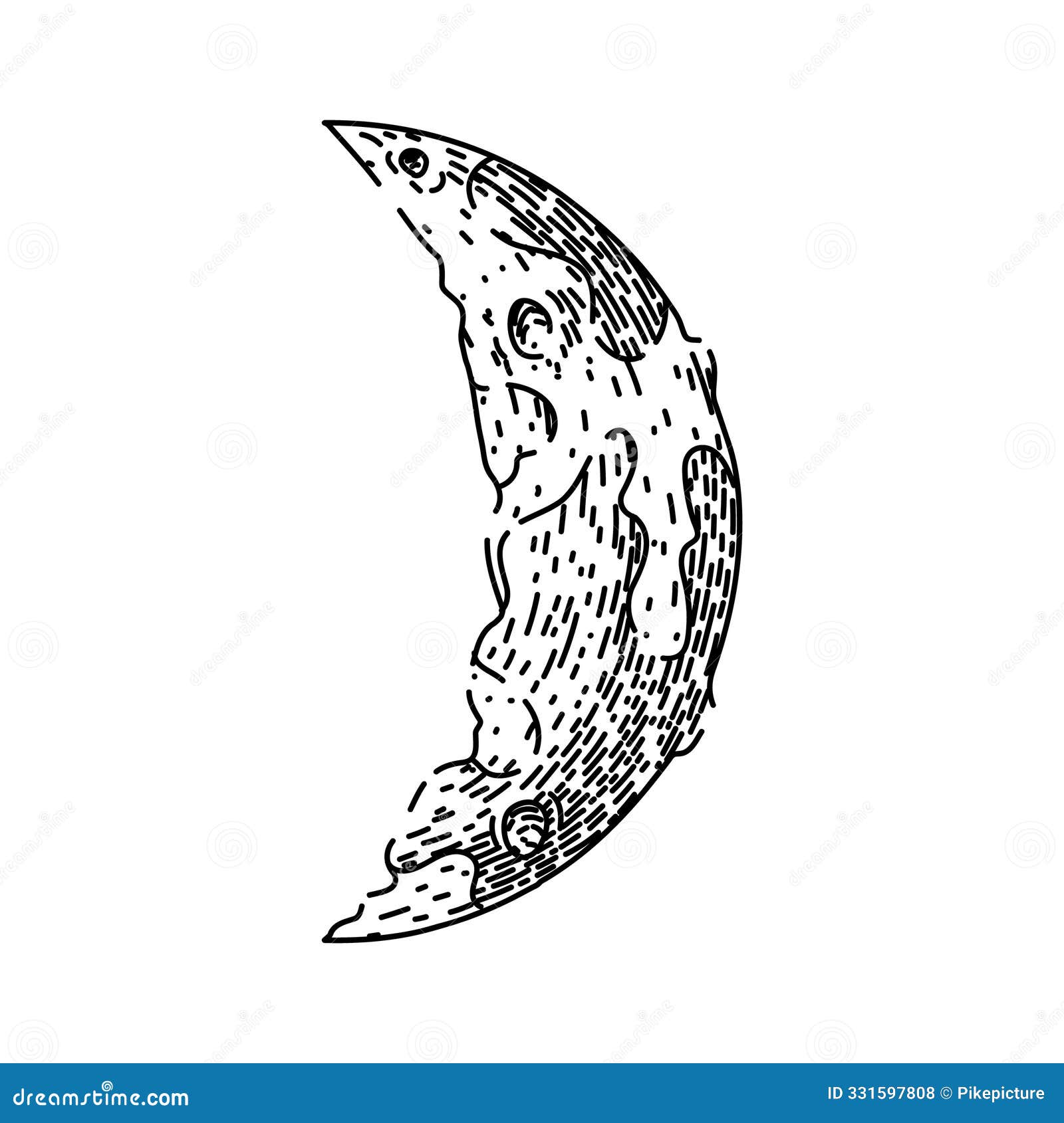 Lunar Moon Sketch Hand Drawn Vector Stock Illustration - Illustration ...