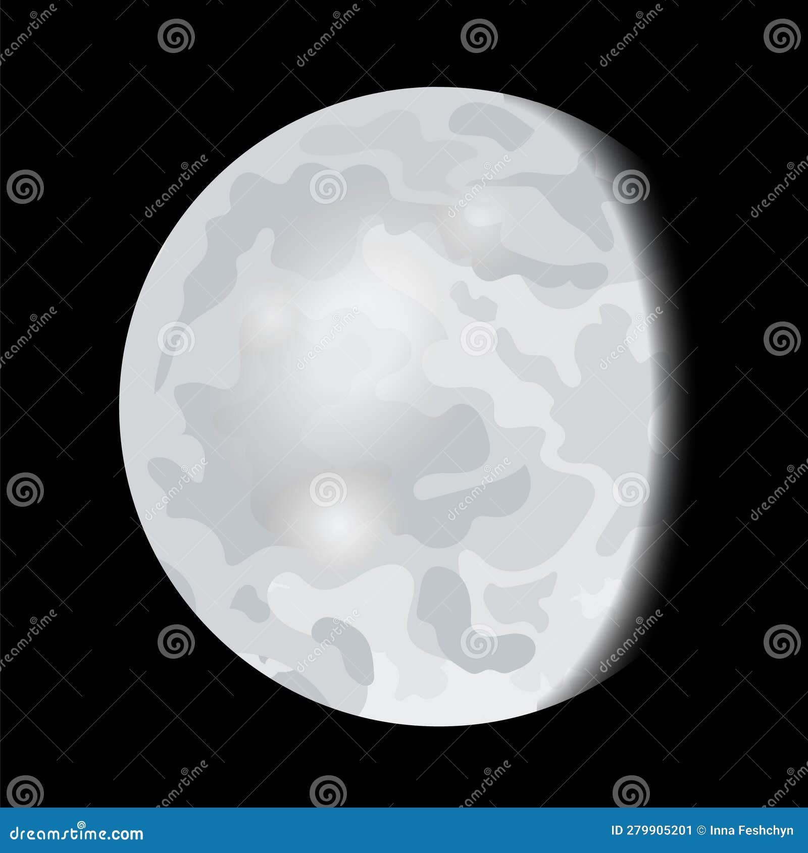 Lunar Phase Icon. Lunar Eclipse Cycle Stage. Moon on Black Background ...