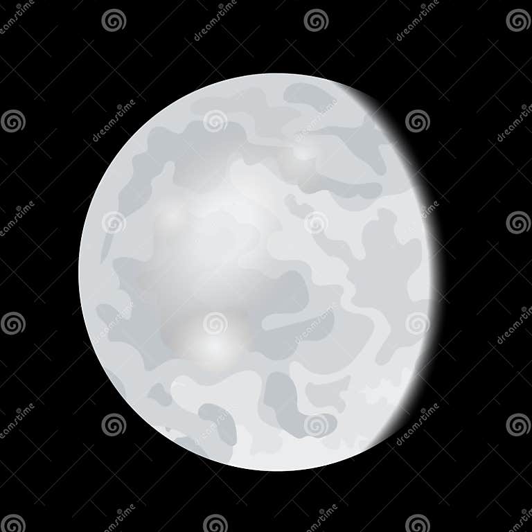 Lunar Phase Icon. Lunar Eclipse Cycle Stage. Moon on Black Background ...