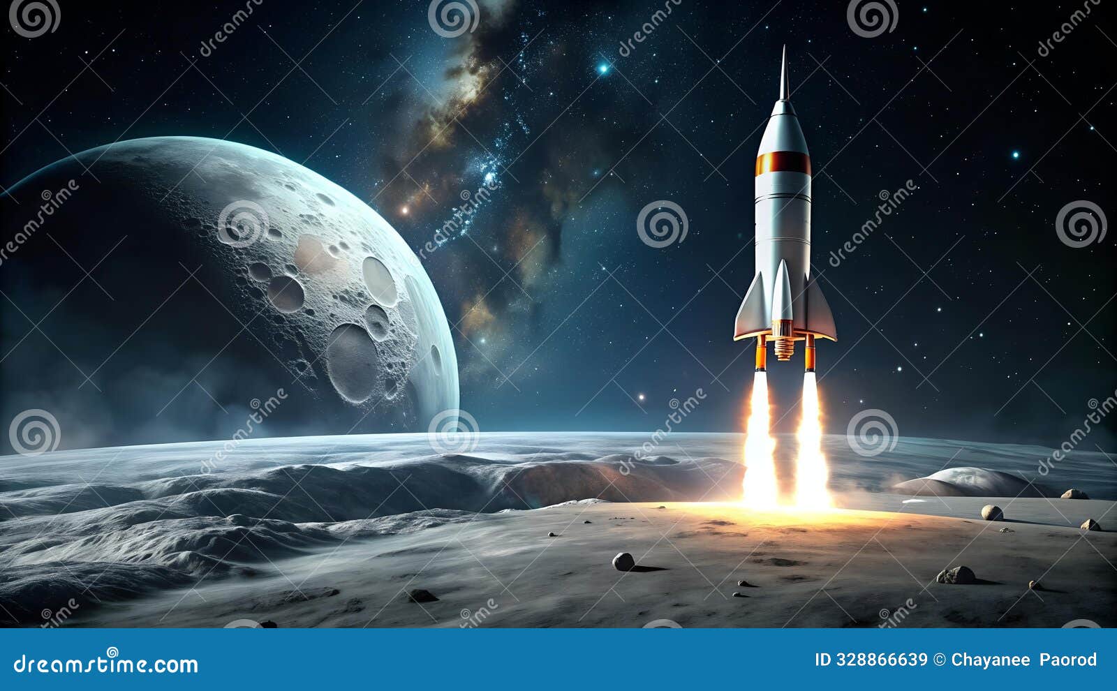 The Lunar Rendezvous: A Rocket Approaches The Surface Of The Moon AI ...
