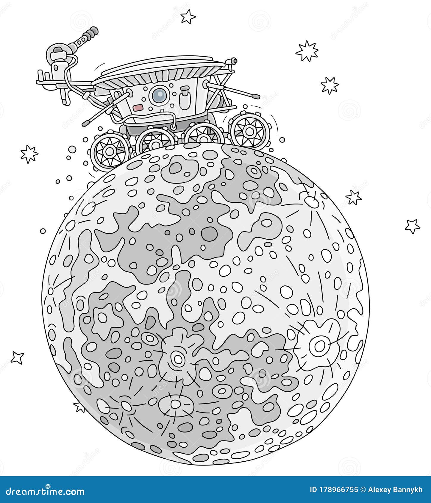 Lunar Rover Exploring The Satellite Cartoon Vector | CartoonDealer.com ...