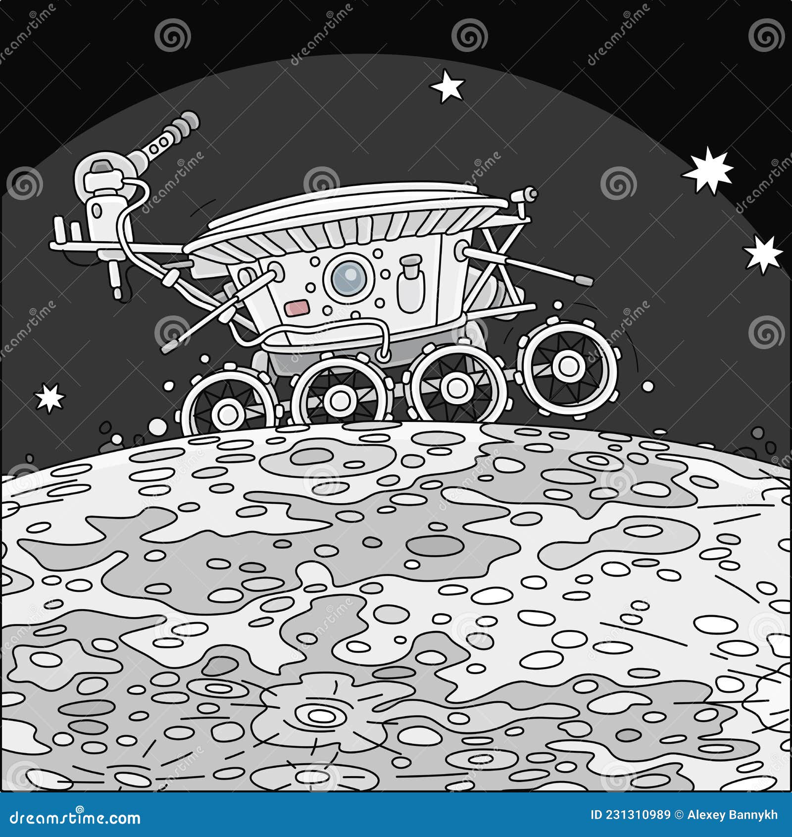 Lunar Rover Exploring The Satellite Cartoon Vector | CartoonDealer.com ...