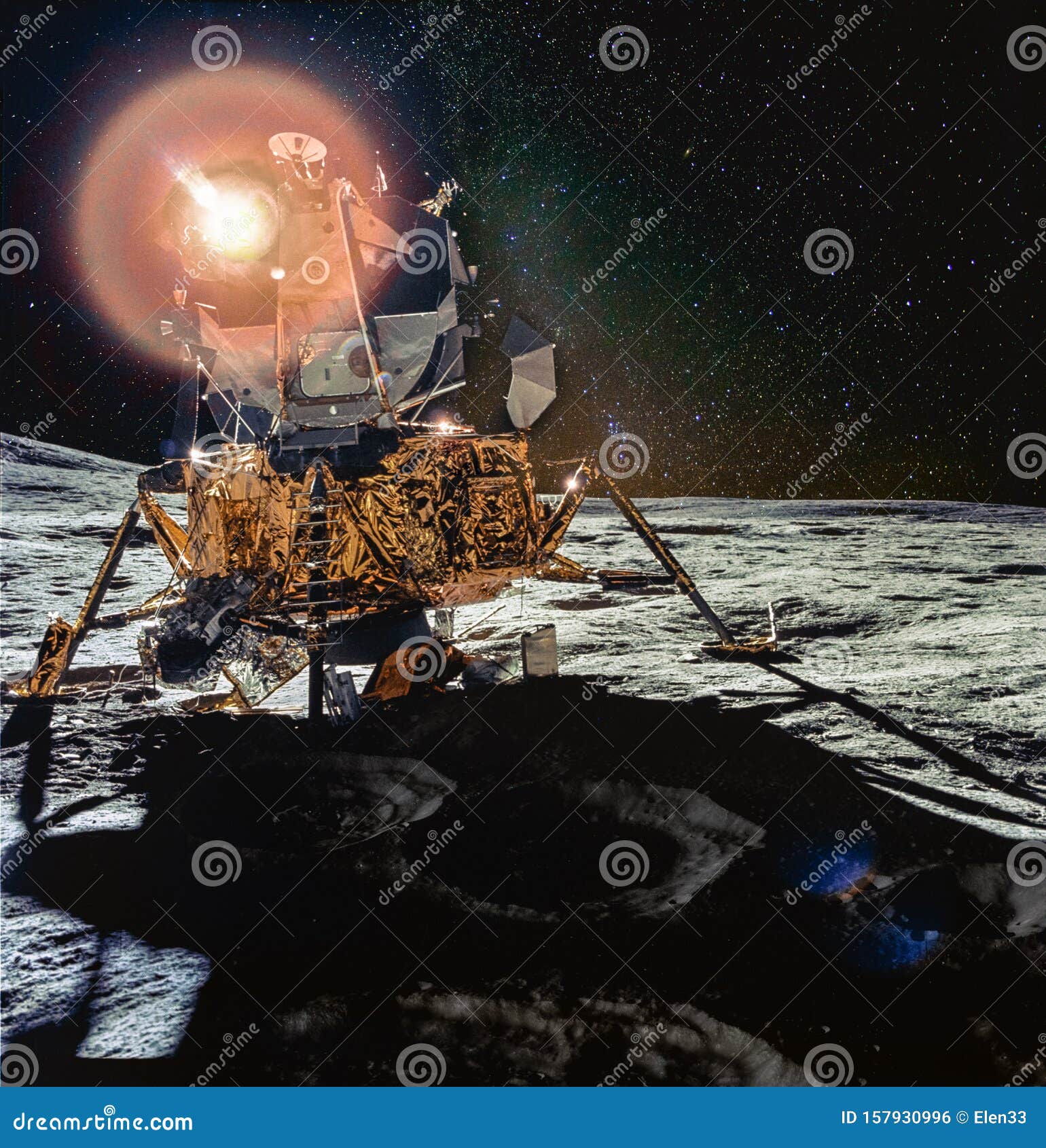 Lunar Rover on the Moon Surface. Stock Photo - Image of satellite ...