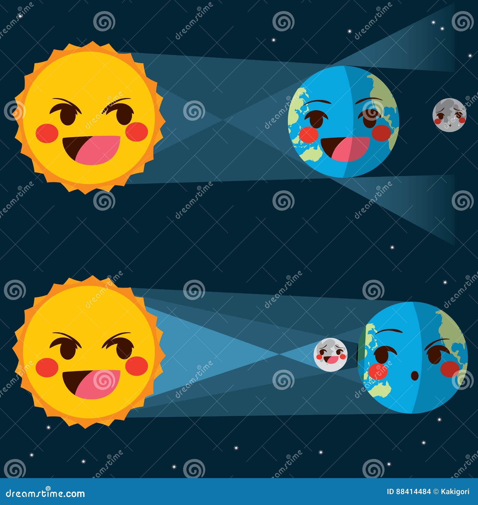 Lunar and Solar Eclipse stock vector. Illustration of satellite - 88414484