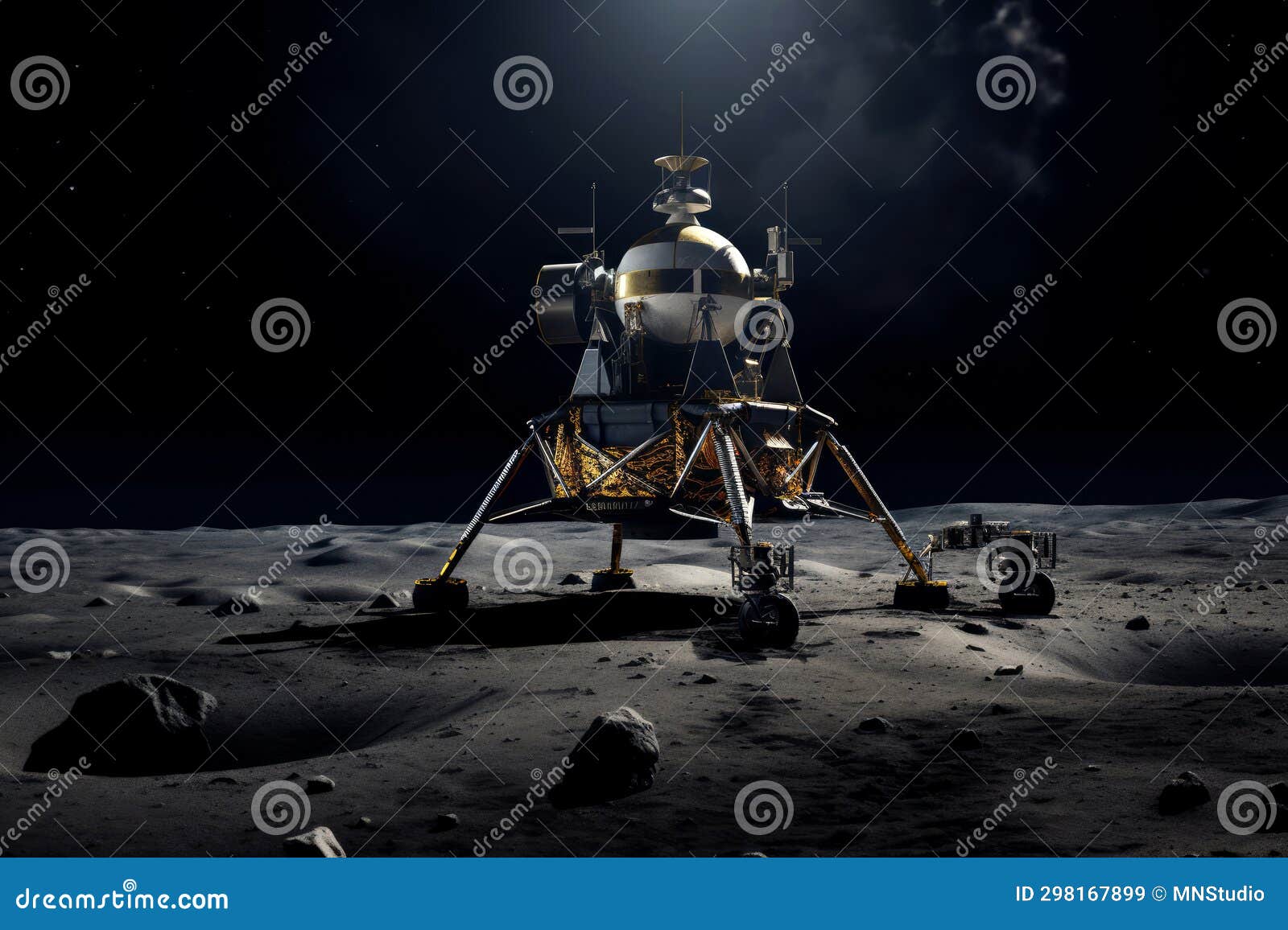 Lunar Spacecraft Lander Module Sitting on the Moon S South Pole. Lunar ...
