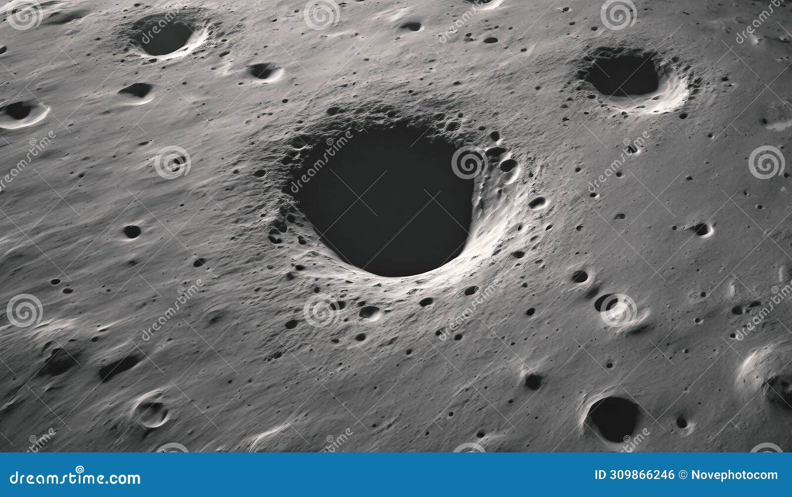 Lunar surface. Deep crater stock illustration. Illustration of nature ...