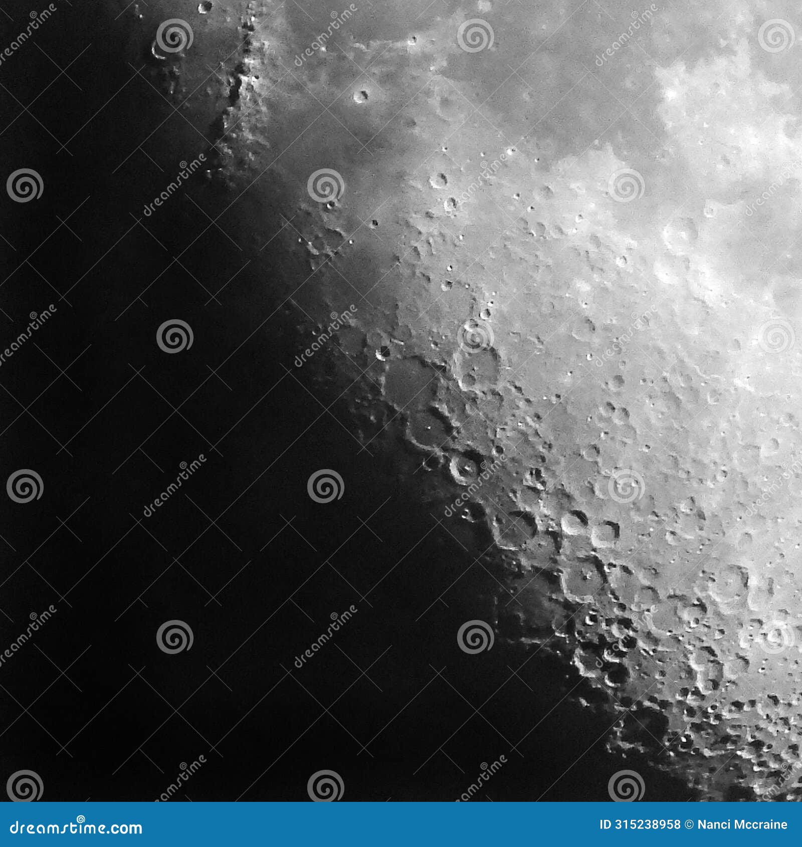 Lunar Moon Asteroid Crater Surface Detail at the Terminator Line Stock ...