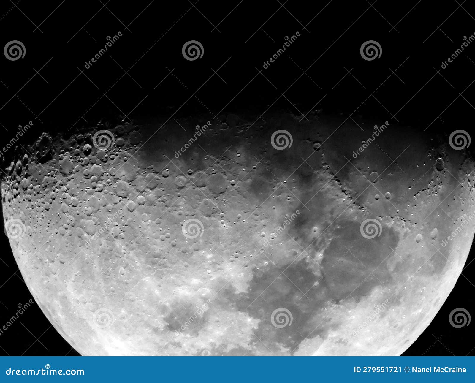 Lunar Surface of Moon Showing Craters, Mares and Mountains Stock Image ...