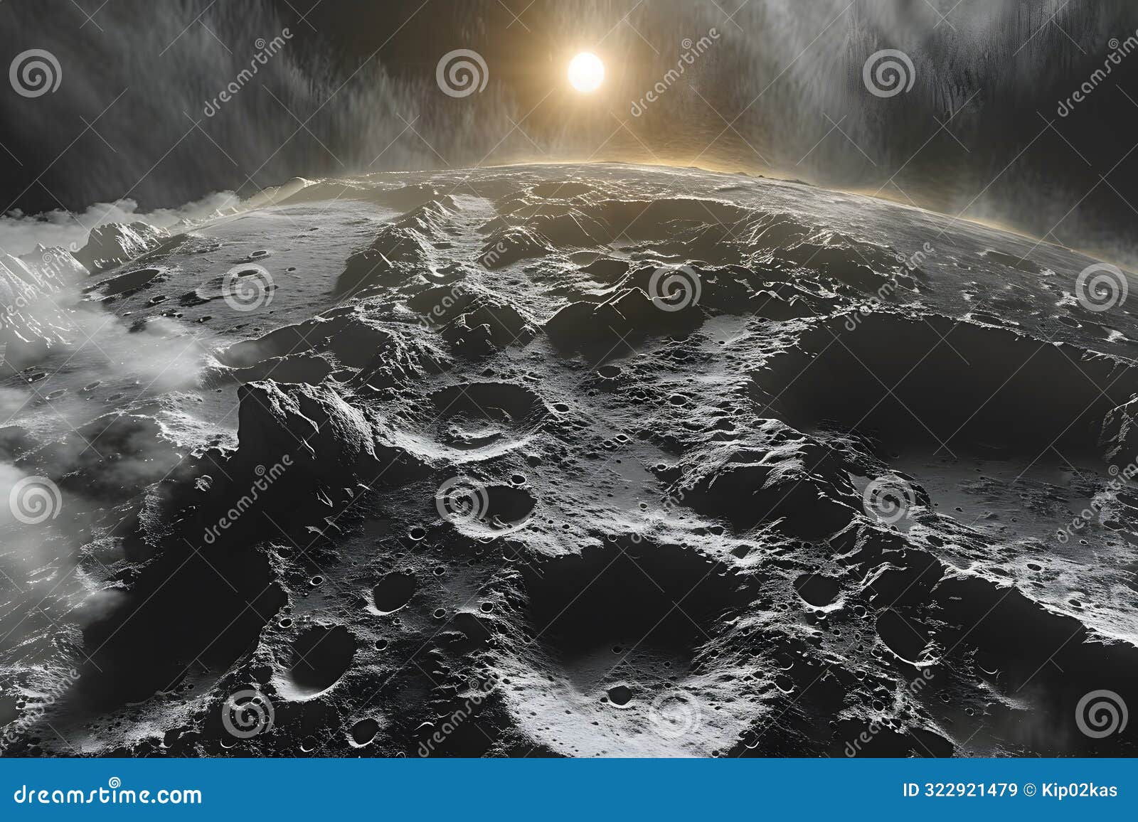 Lunar Surface Panorama with Sunlight - Space Exploration, Astronomy ...