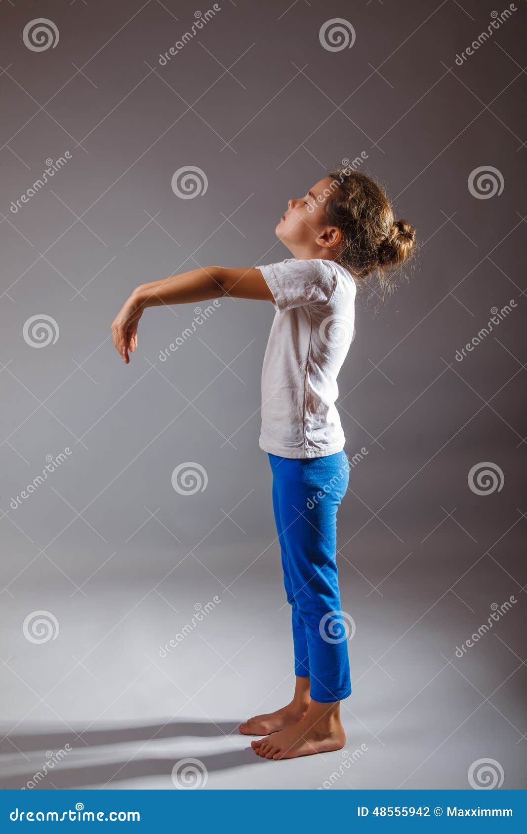Lunatic Girl Asleep Standing on Gray Background Stock Photo - Image of ...