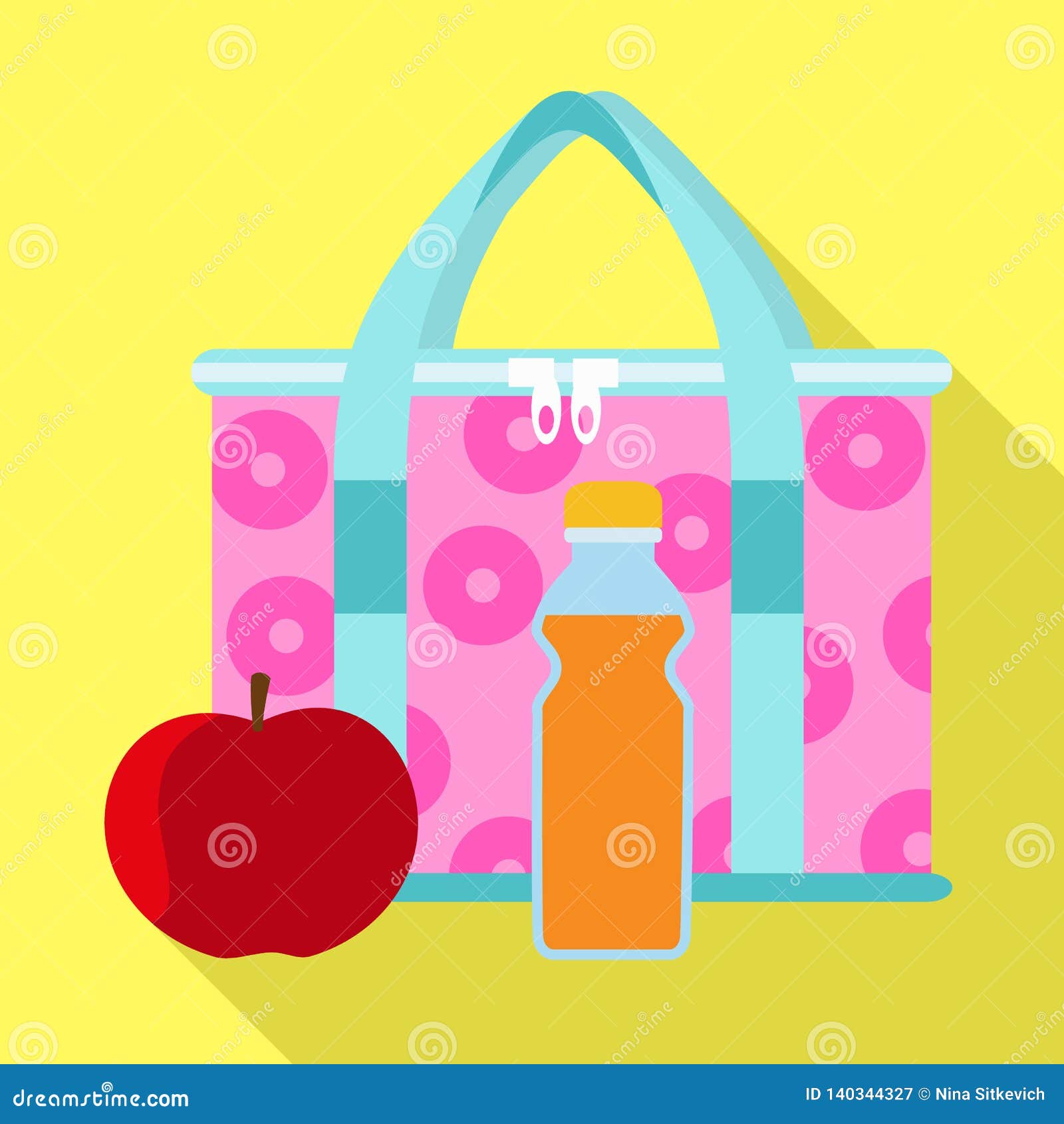 Lunch bag icon, flat style stock vector. Illustration of diet - 140344327