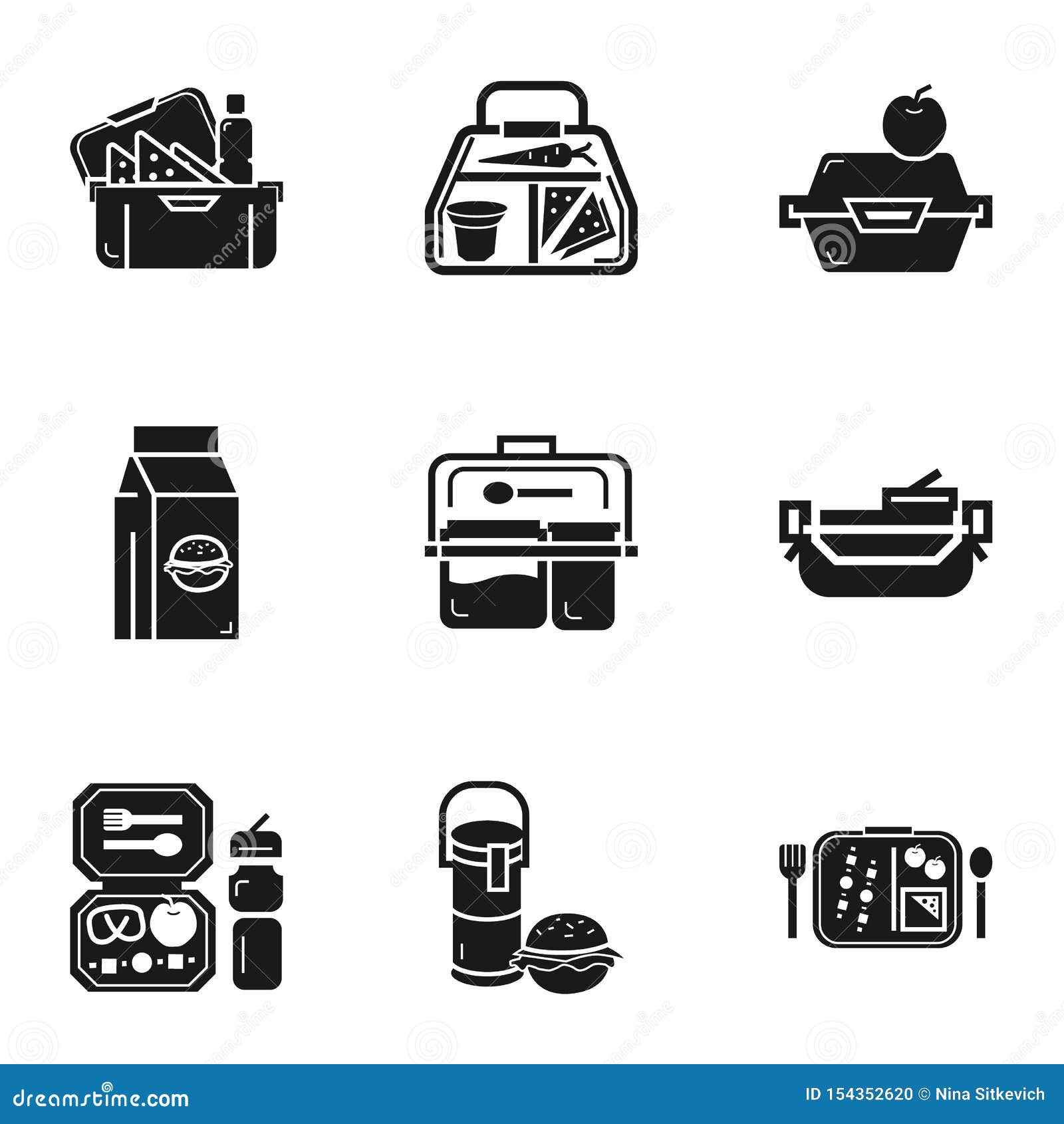Lunch Bag Icon Set, Simple Style Stock Vector - Illustration of banana ...