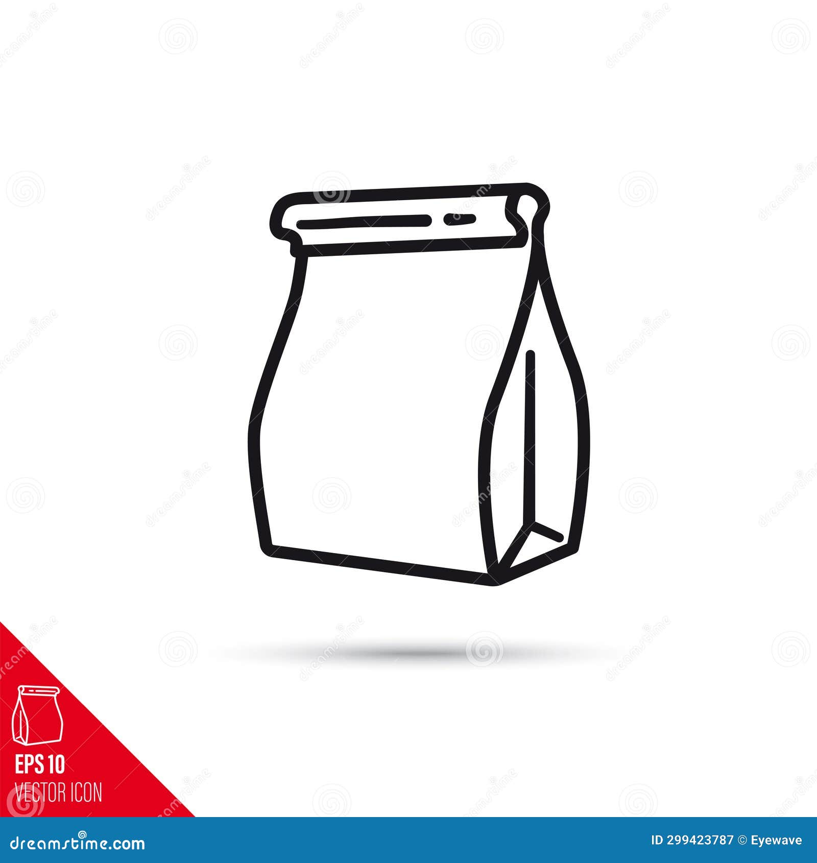 Lunch bag vector line icon stock vector. Illustration of paper - 299423787