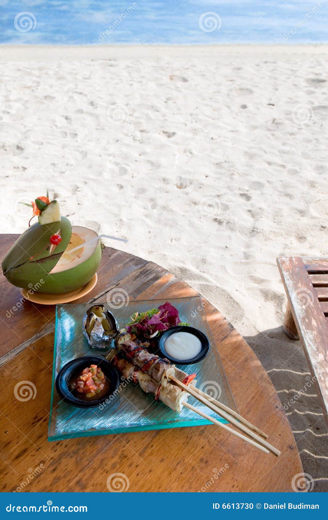 Lunch by the beach stock photo. Image of kebab, lemon - 6613730