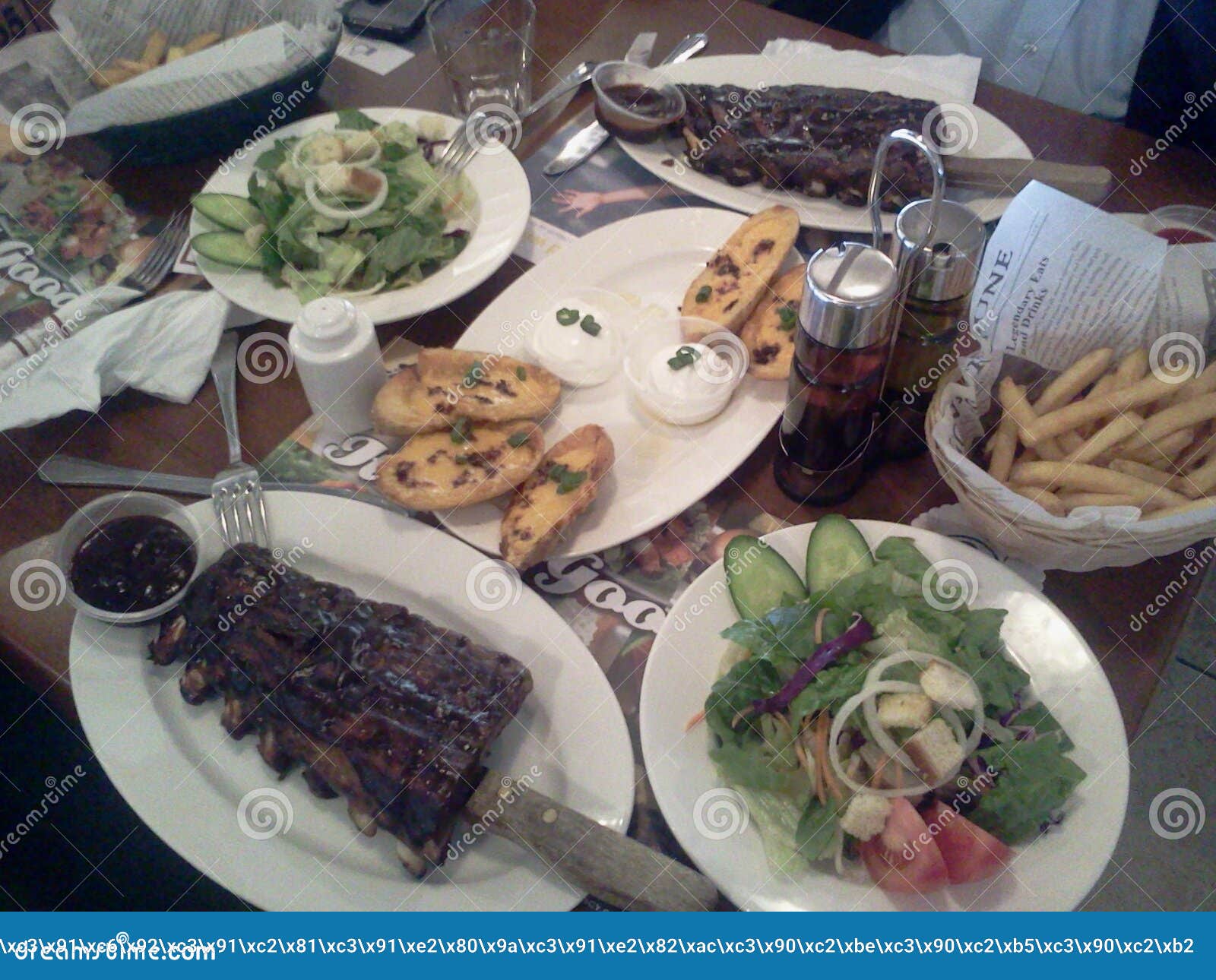 Lunch at Bennigan s stock photo. Image of salad, fries - 46975694