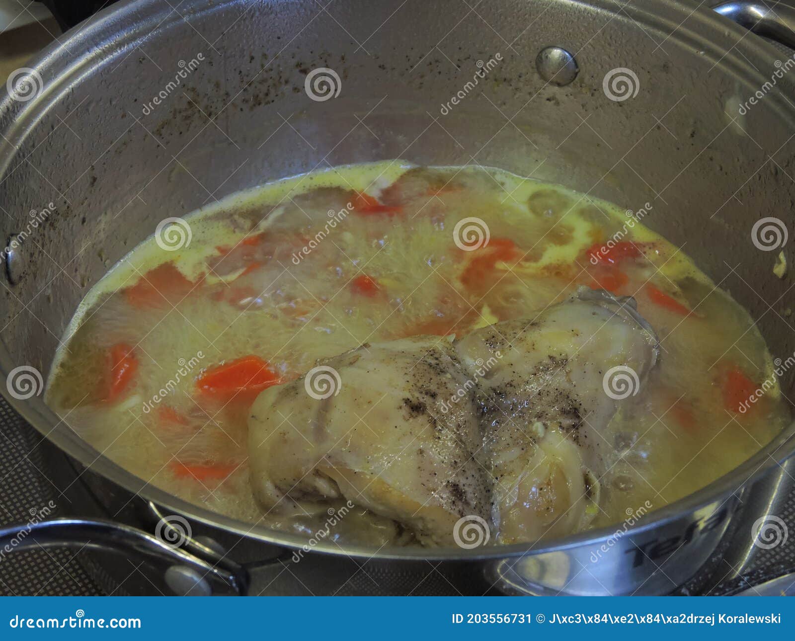 Lunch Boiling in a Pot. Meat Boiling in a Pot Stock Image - Image of ...