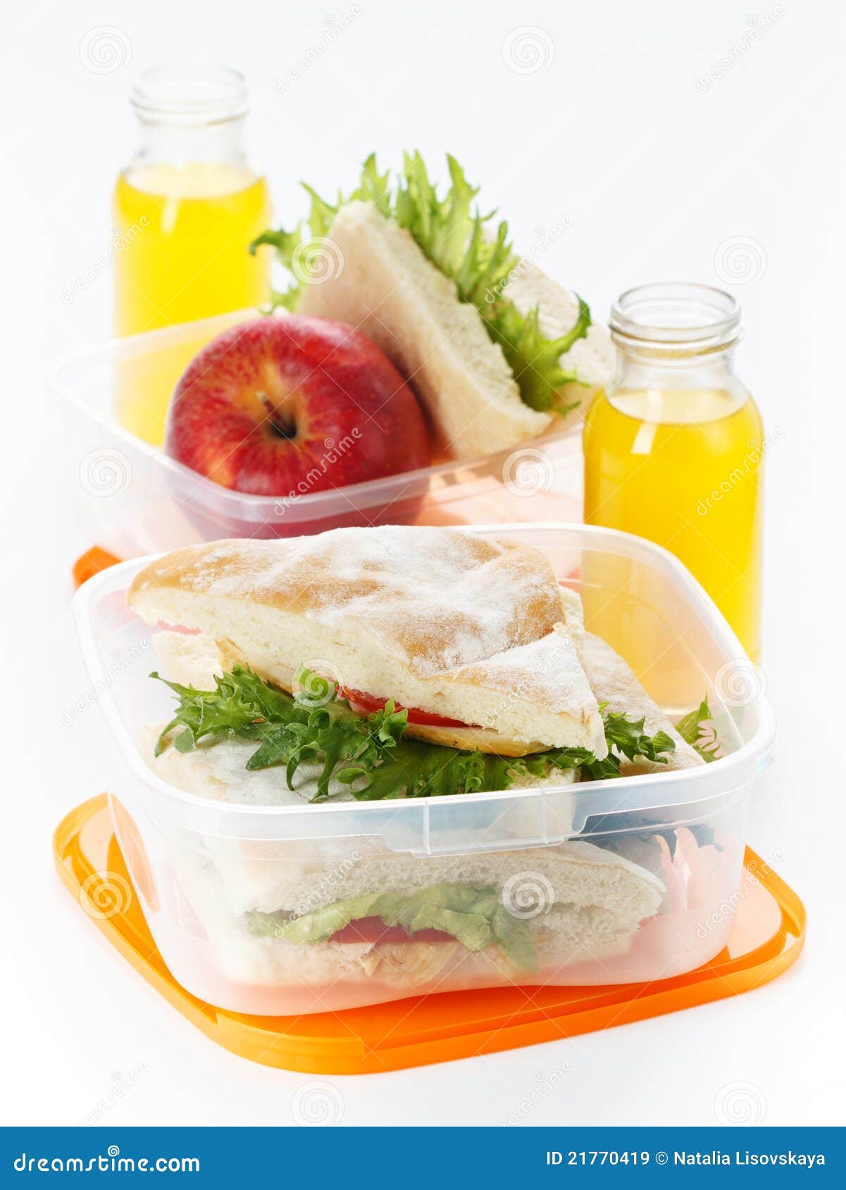 Lunch box stock image. Image of drink, juice, sandwich - 21770419