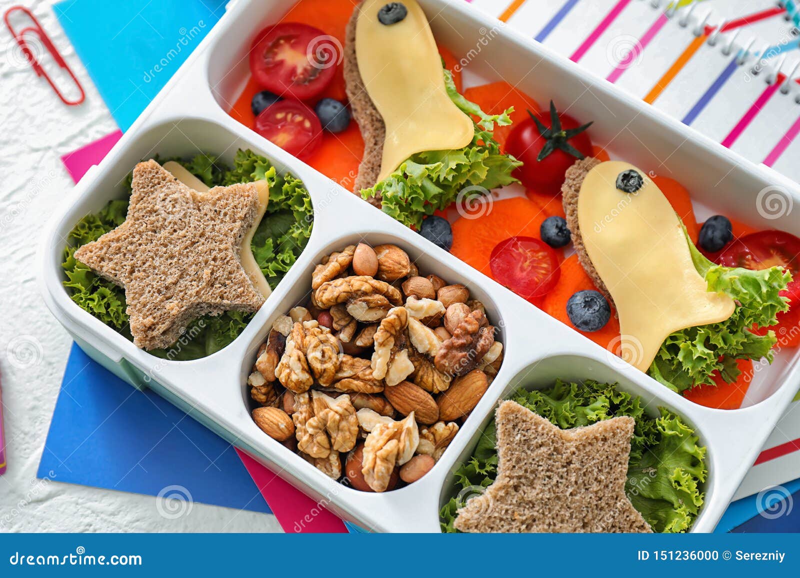 Lunch Box with Appetizing Food on Table Stock Photo - Image of ...