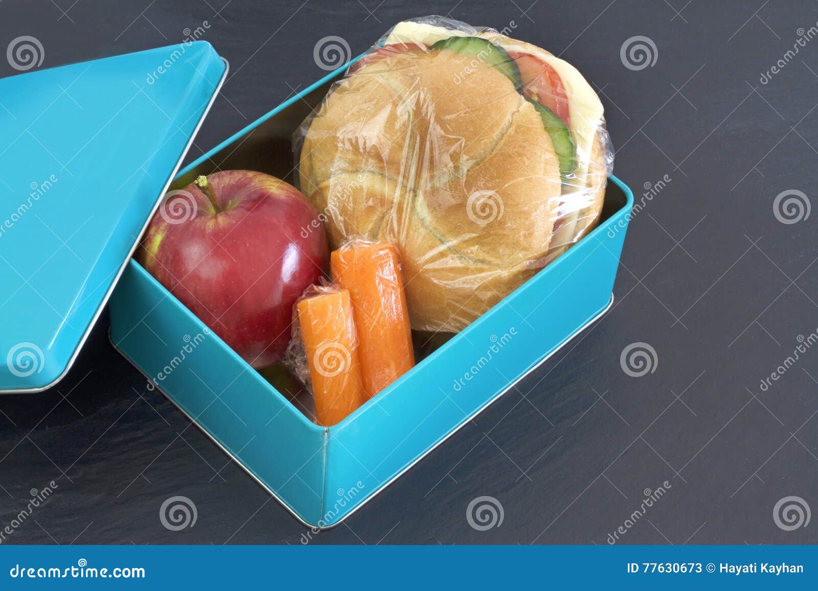 Lunch Box , Cheese Sandwich, Apple and Carrots Stock Image - Image of ...