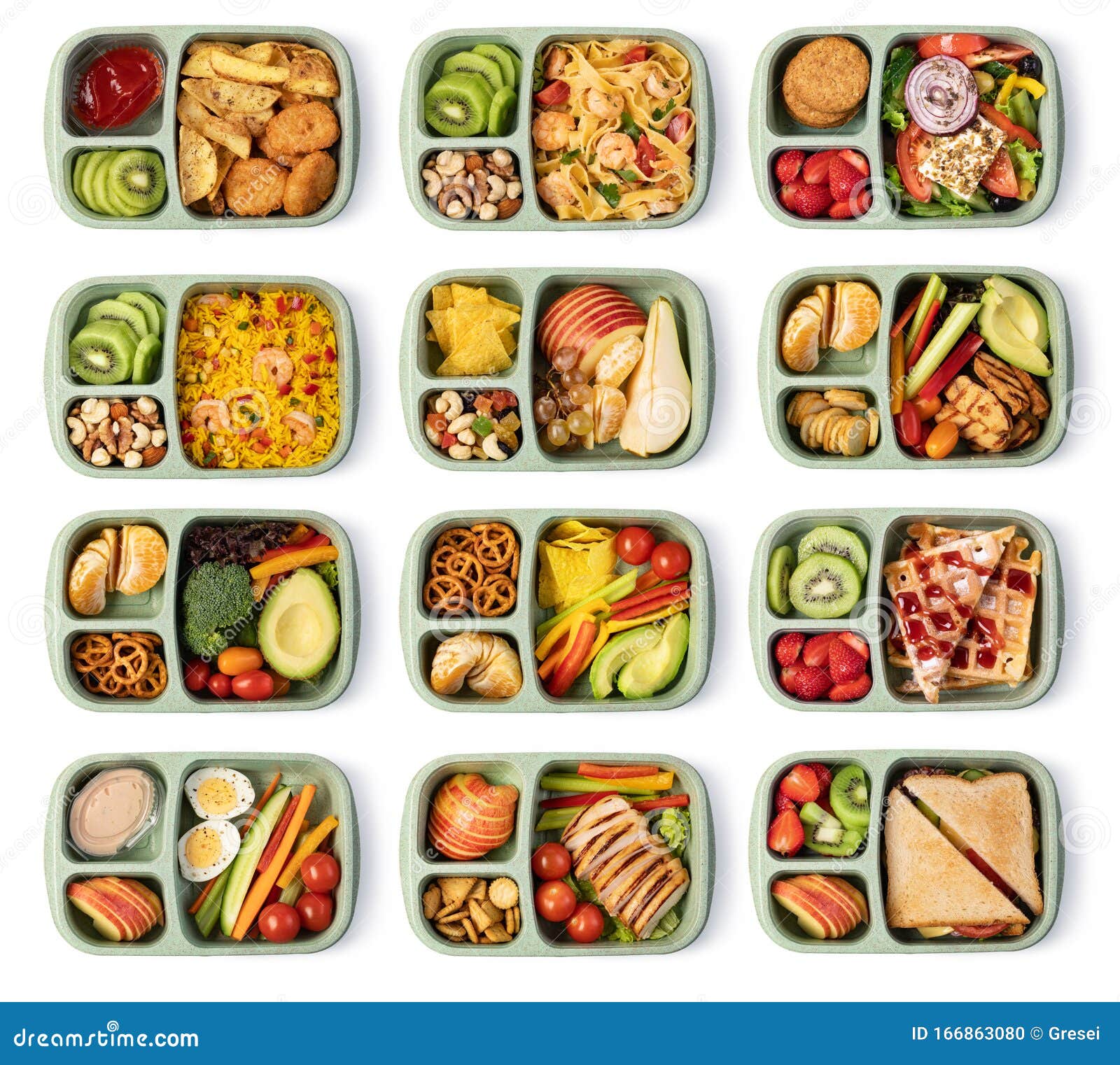 Lunch Box with Delicious Food on a White Background Stock Photo - Image ...