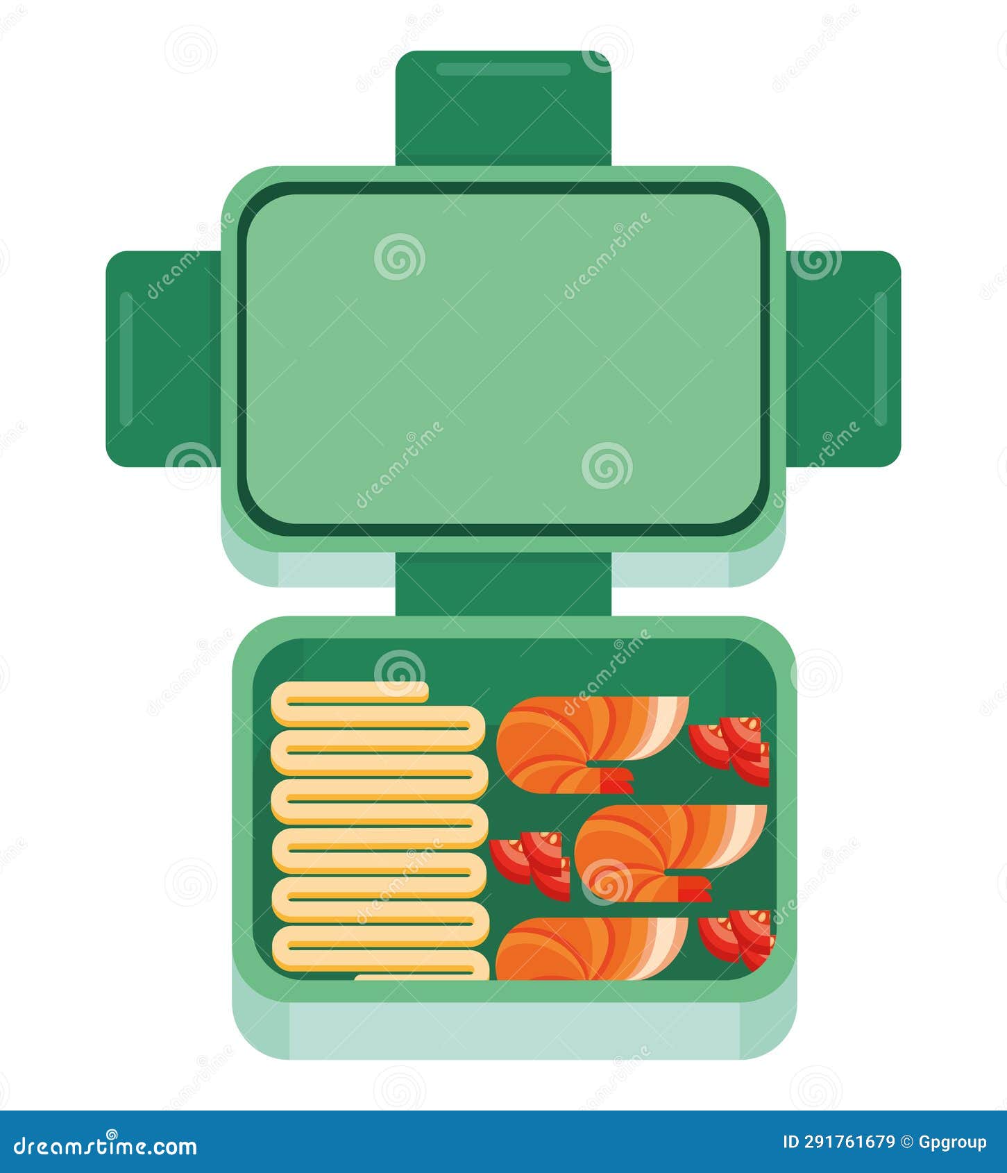 Lunch box with food stock illustration. Illustration of fast - 291761679