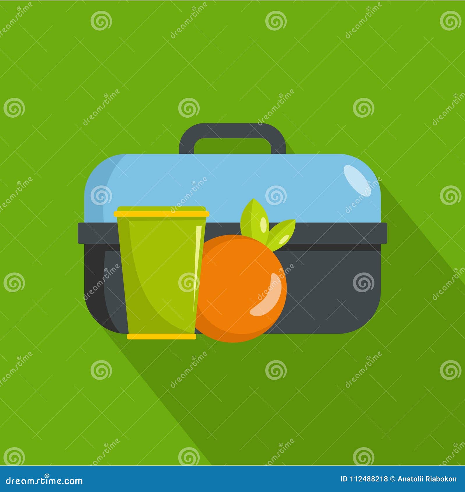 Lunch in Box Icon, Flat Style Stock Vector - Illustration of school ...