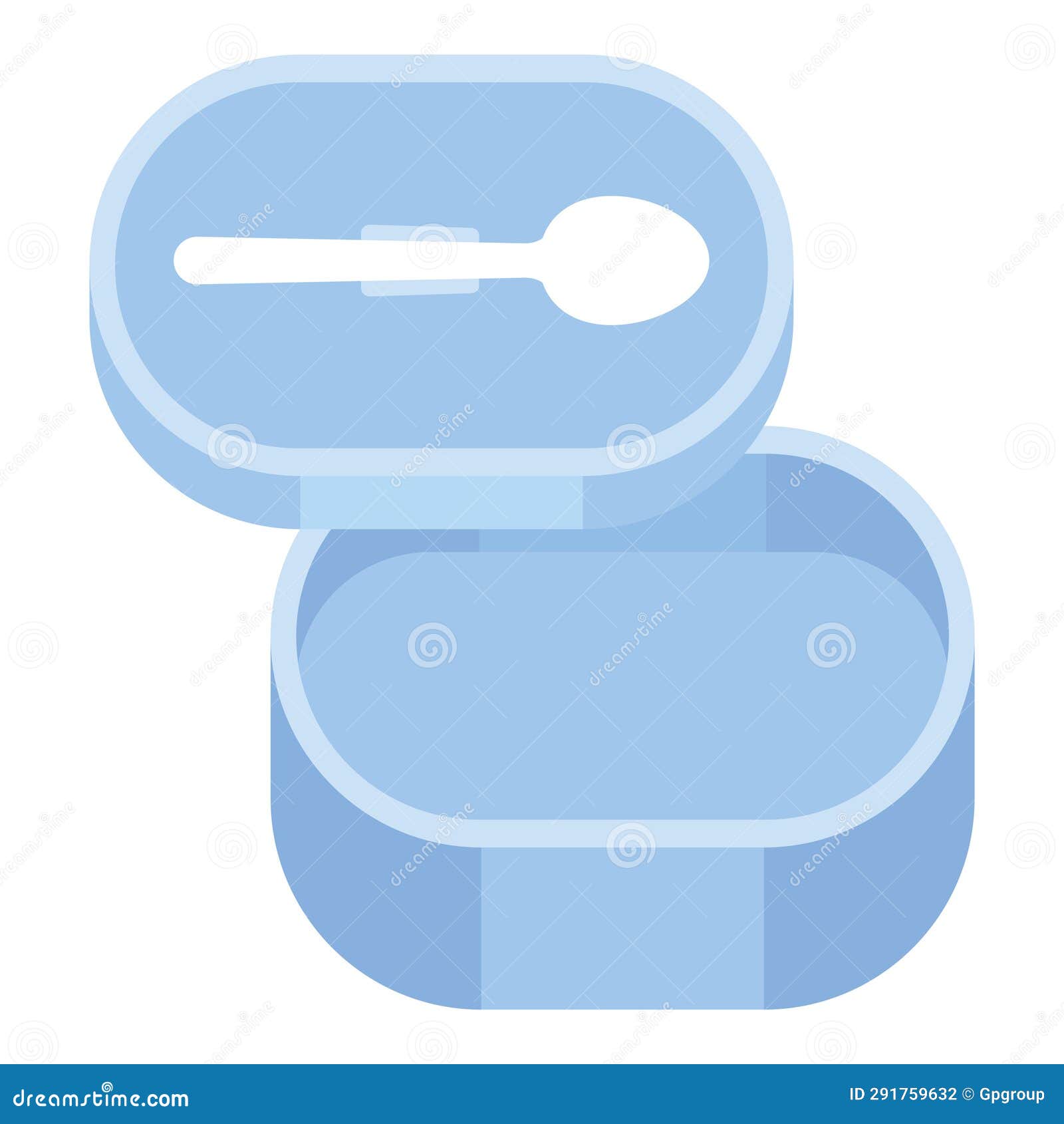 Lunch box with spoon stock vector. Illustration of snack - 291759632