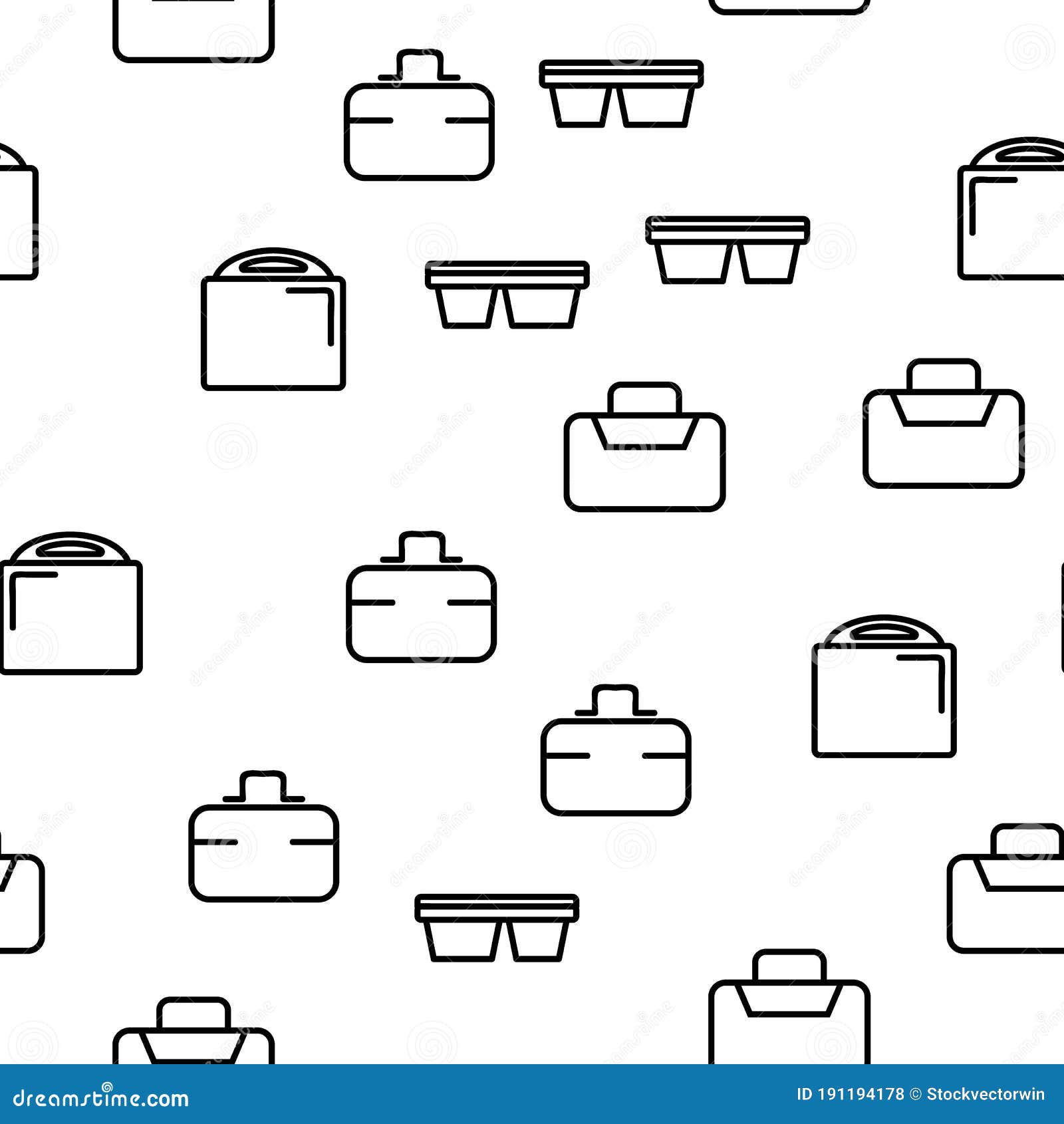 Lunch Box Vector Seamless Pattern Stock Vector - Illustration of ...