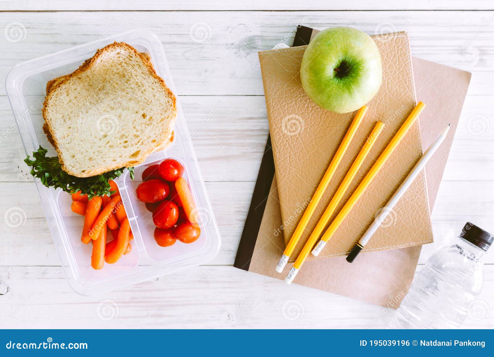 Lunch Box with Vegetables and Slice of Bread for a Healthy School Lunch ...