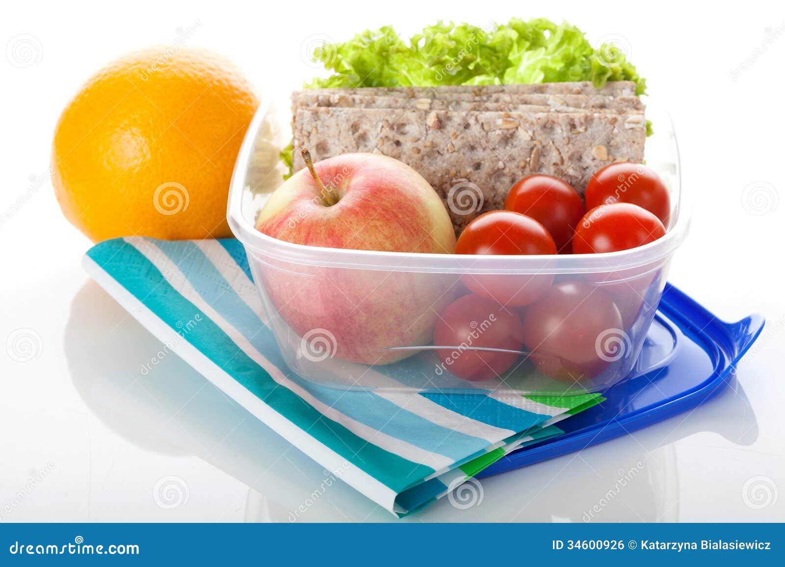 Lunch Box on White Background Stock Photo - Image of tomatoes, crispy ...