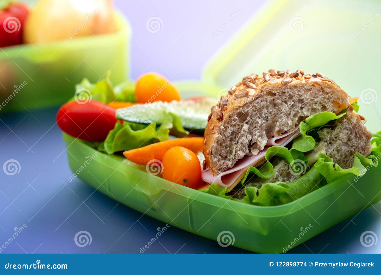 Lunch Boxes with Fresh Healthy Second Breakfast Stock Photo - Image of ...