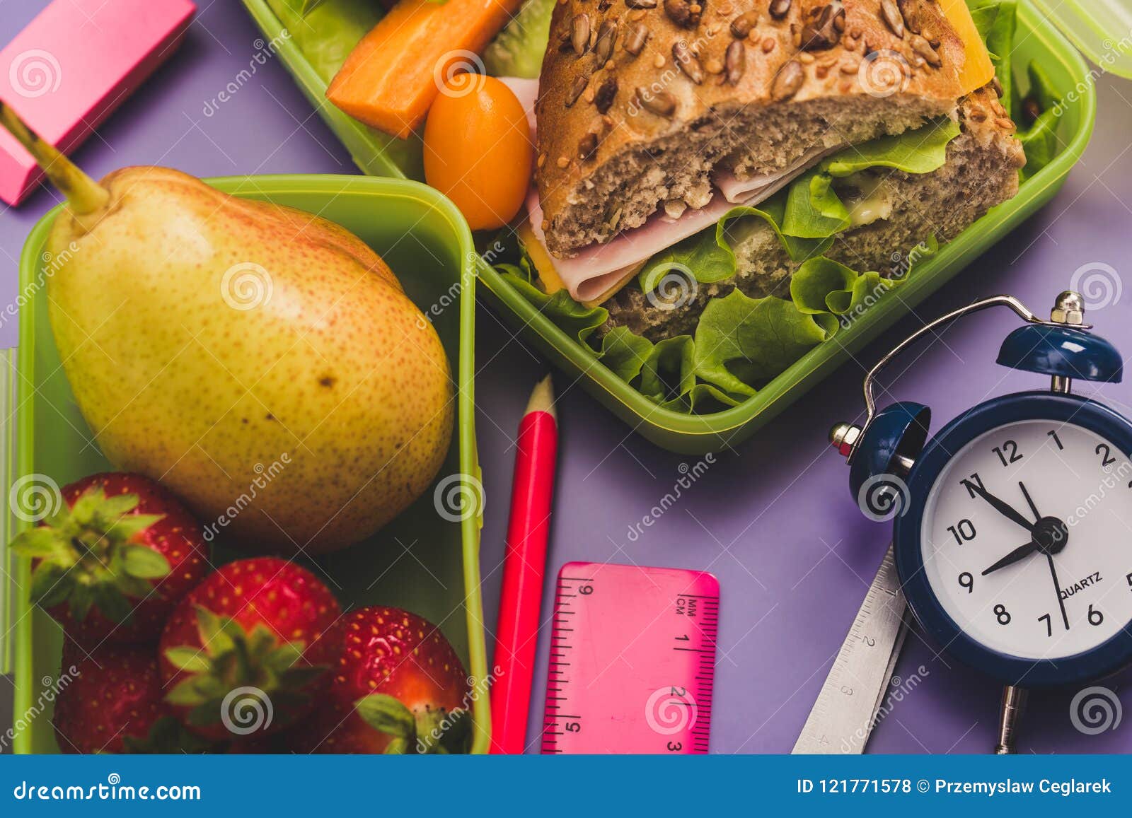 Lunch Boxes with Fresh Healthy Second Breakfast Stock Photo - Image of ...