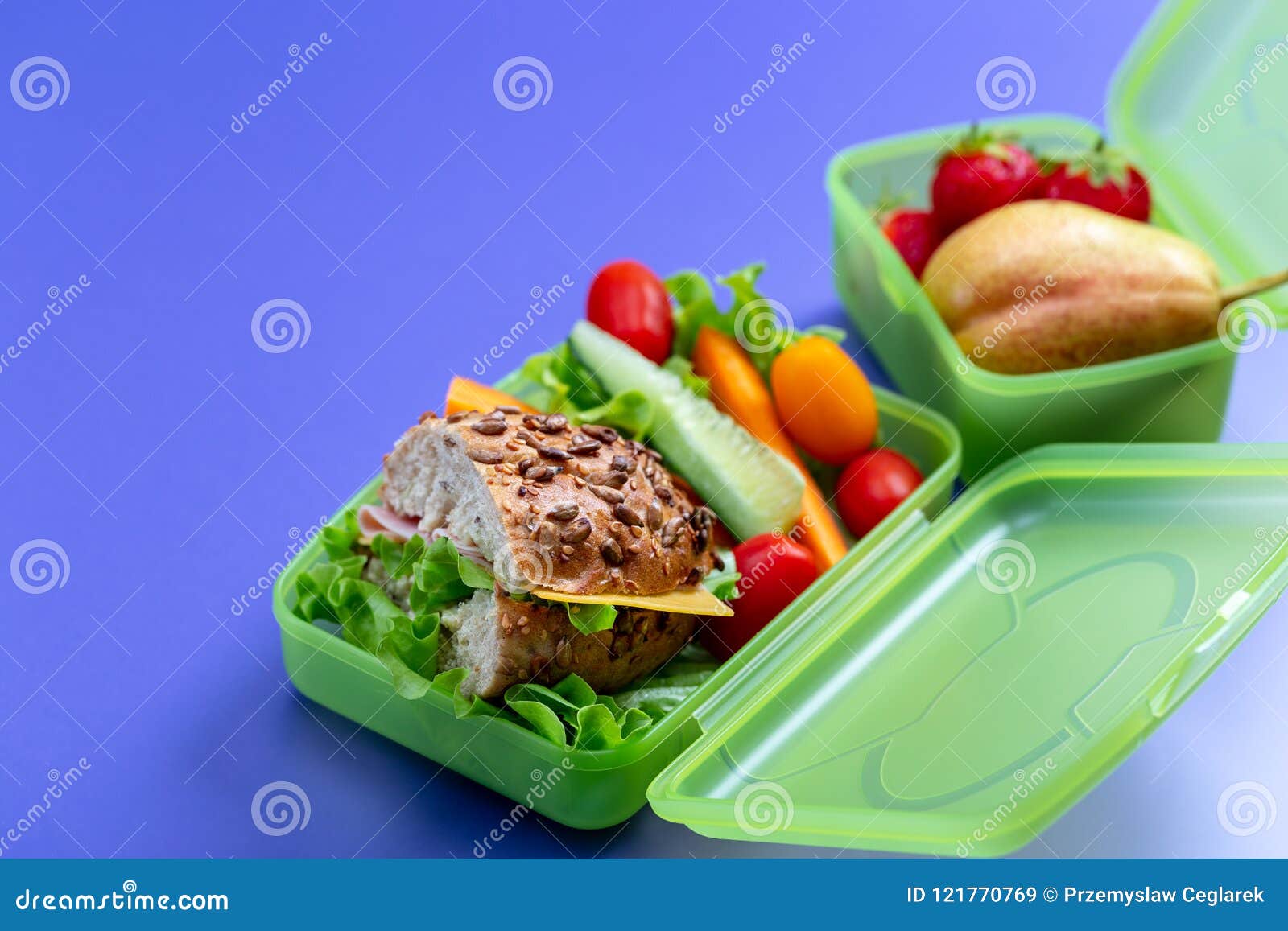 Lunch Boxes with Fresh Healthy Second Breakfast Stock Image - Image of ...