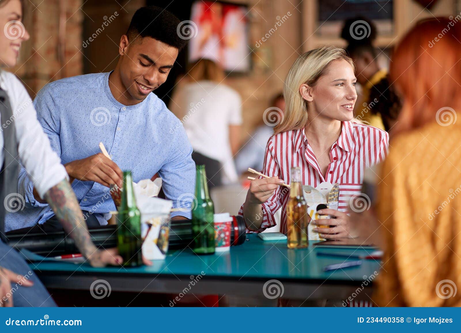 Lunch break in the office stock photo. Image of chatting - 234490358