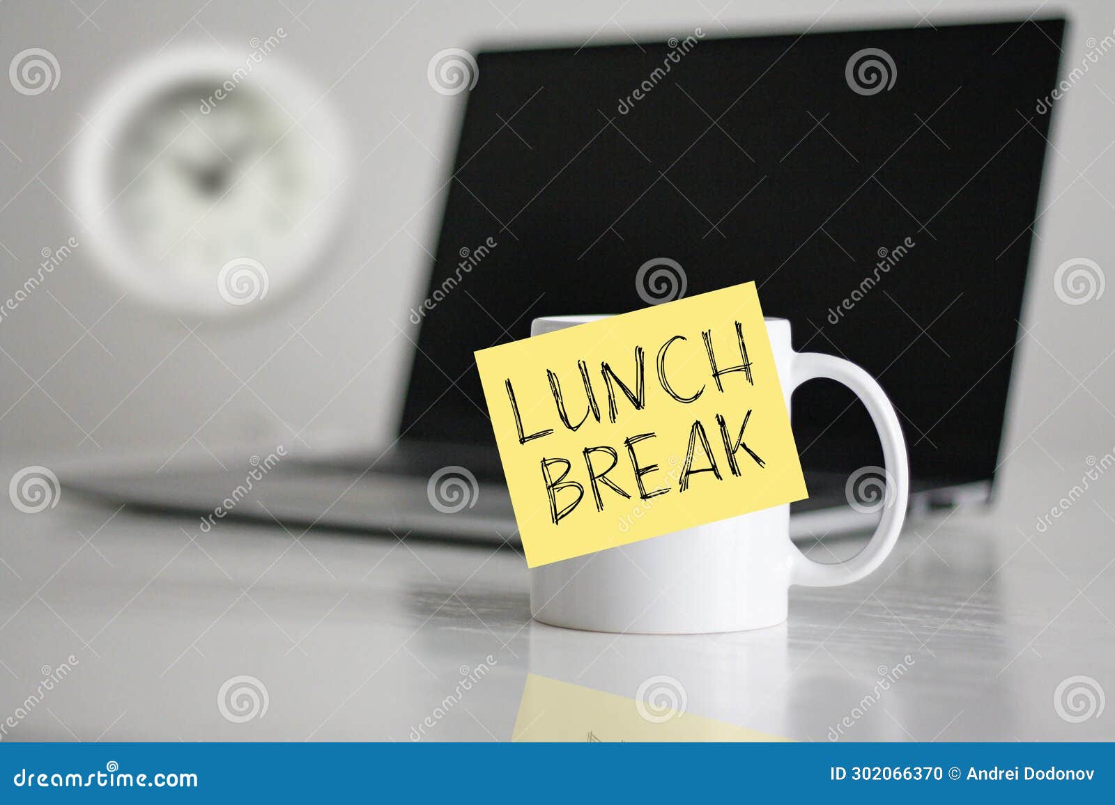 Lunch Break Time, Time for Lunch is Shown Using the Text and Photo of ...