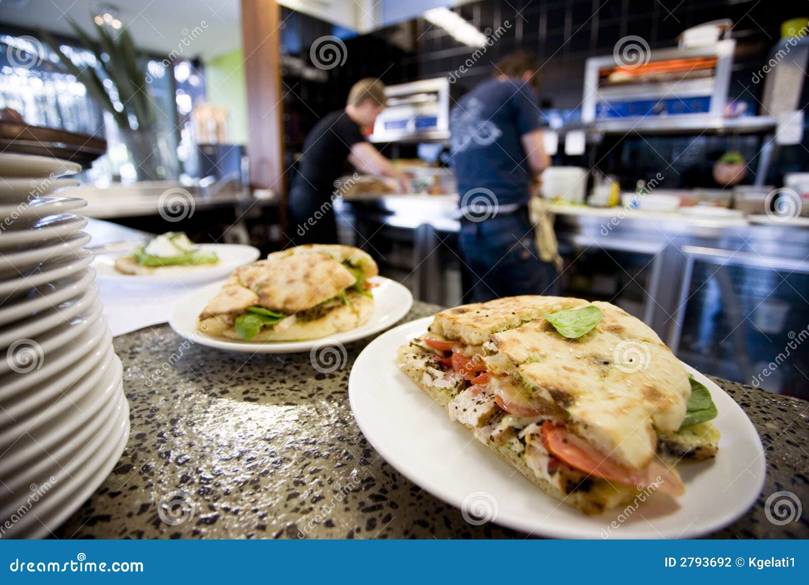 Lunch at a Cafe and Kitchen Stock Photo - Image of basil, delicatessan ...