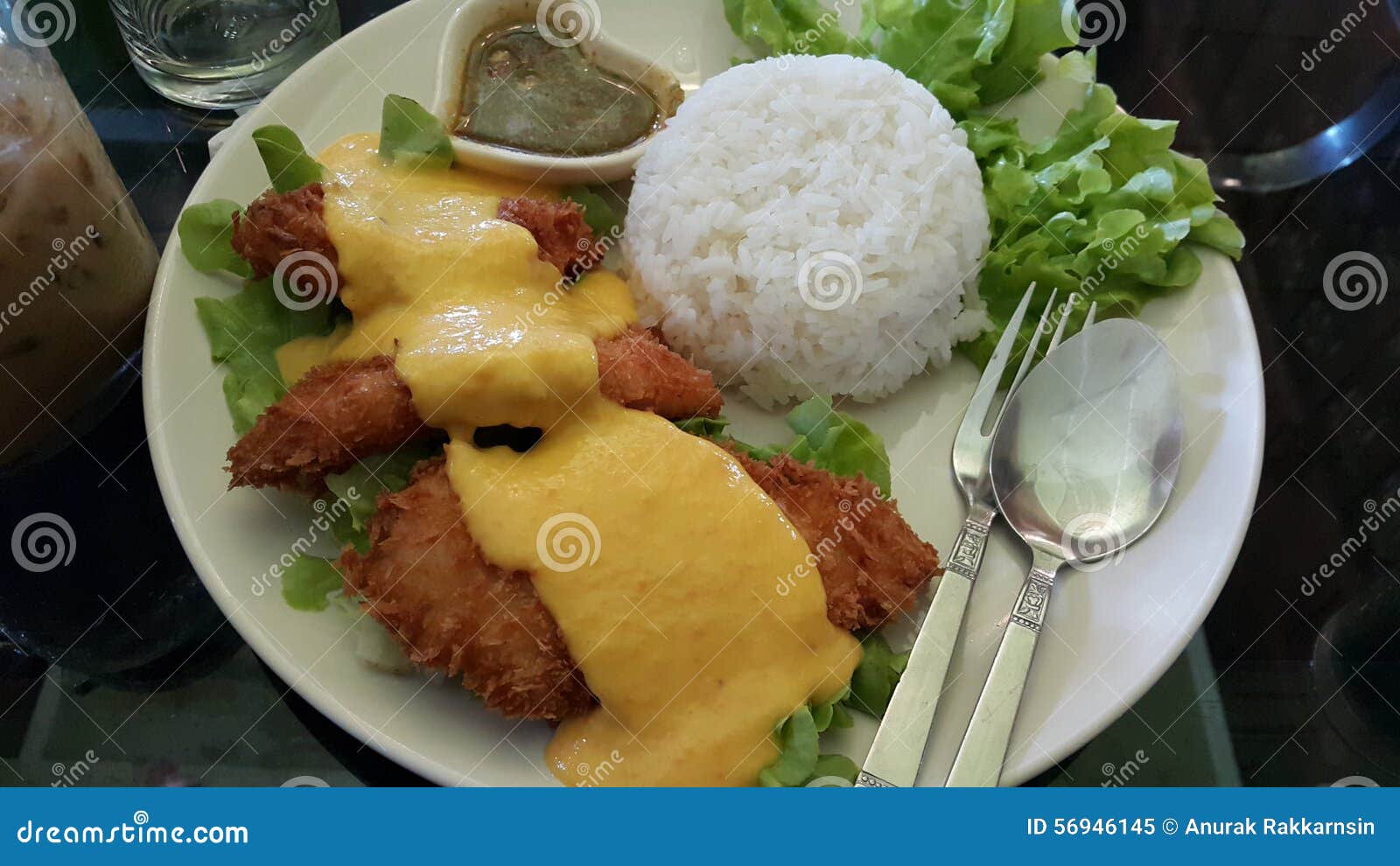 Lunch chicken fried spoon stock image. Image of spoon - 56946145