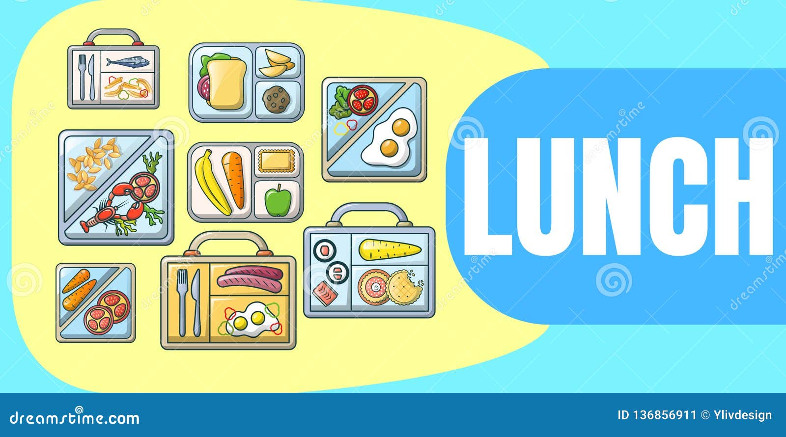 Lunch Concept Banner, Cartoon Style | CartoonDealer.com #136856911
