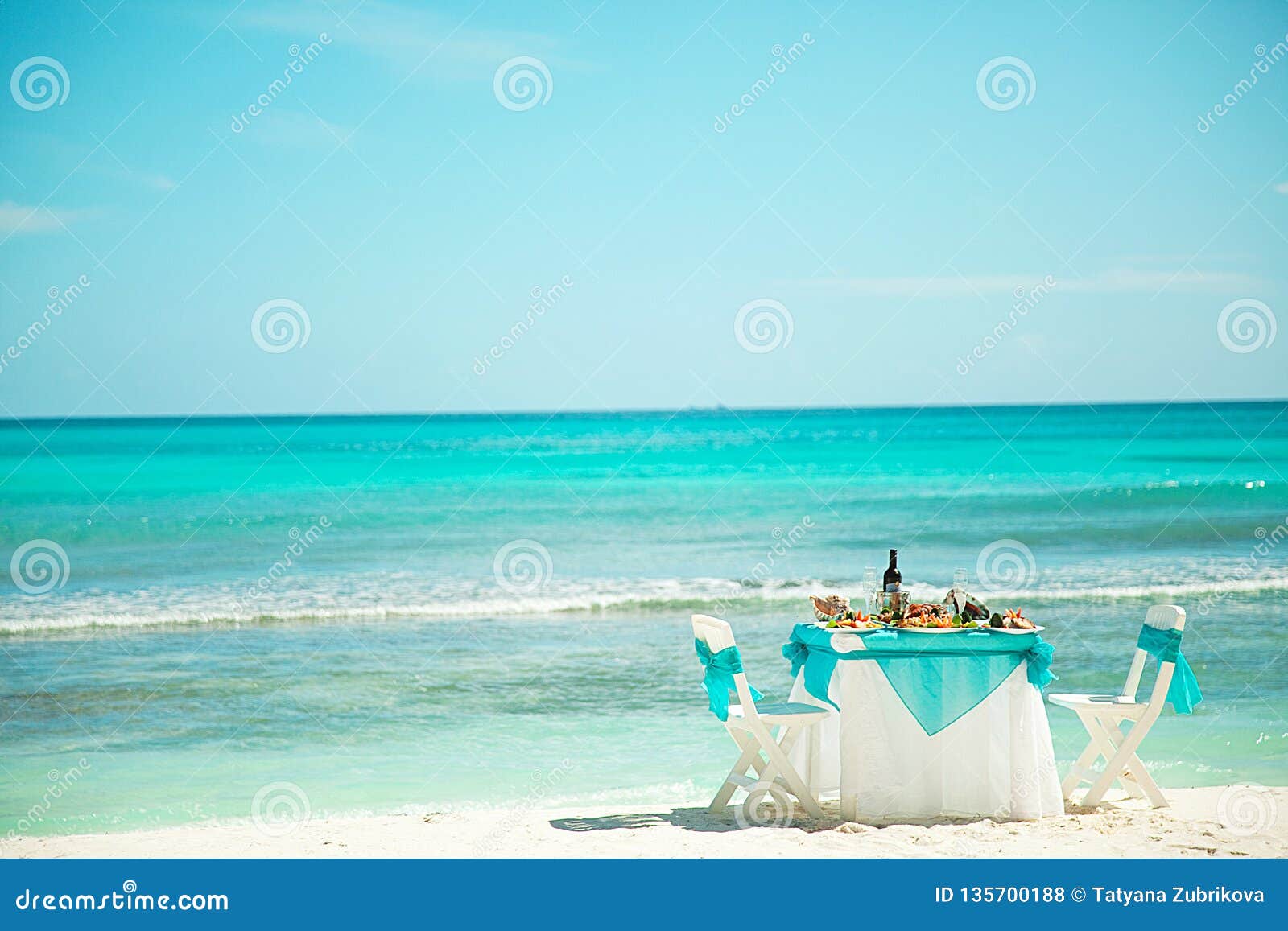 Lunch, Dinner on the Beach of the Caribbean Stock Photo - Image of ...