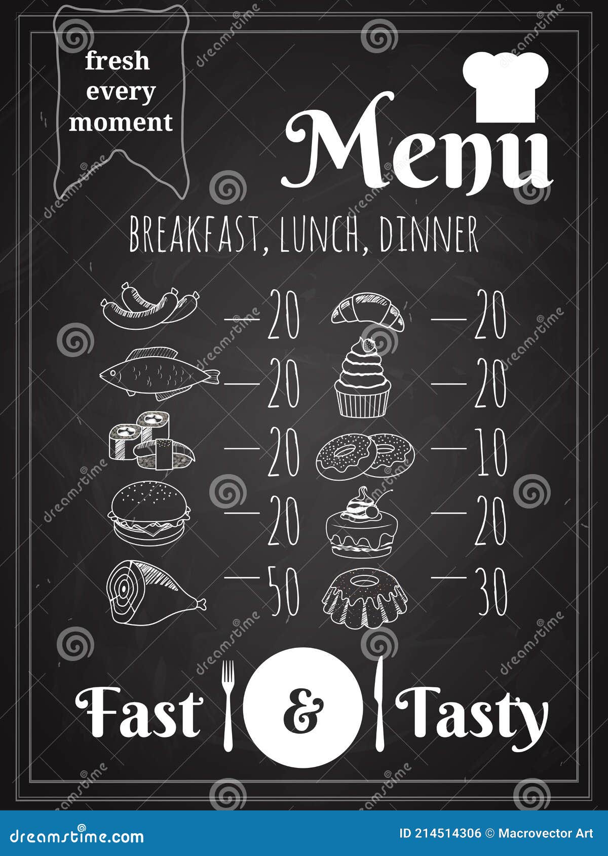 Vector Food Menu Poster Design Stock Vector - Illustration of baked ...