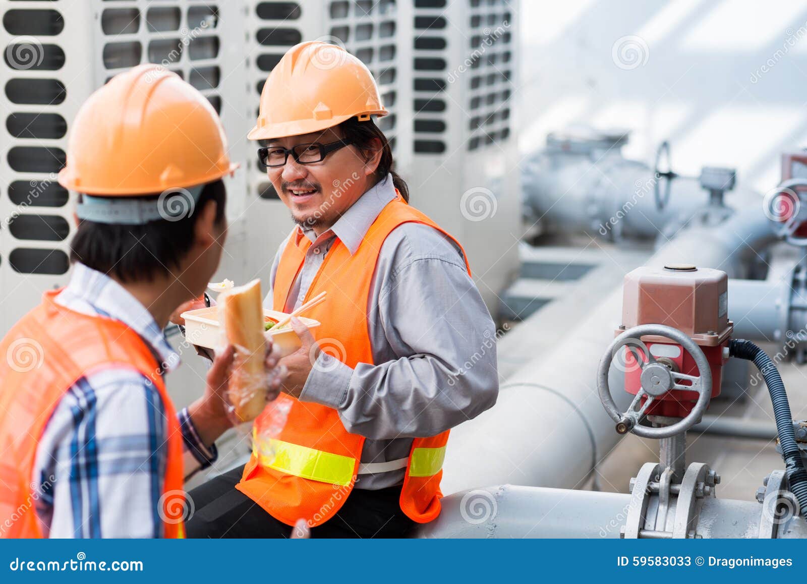 Lunch at factory stock image. Image of pipe, danger, eating - 59583033